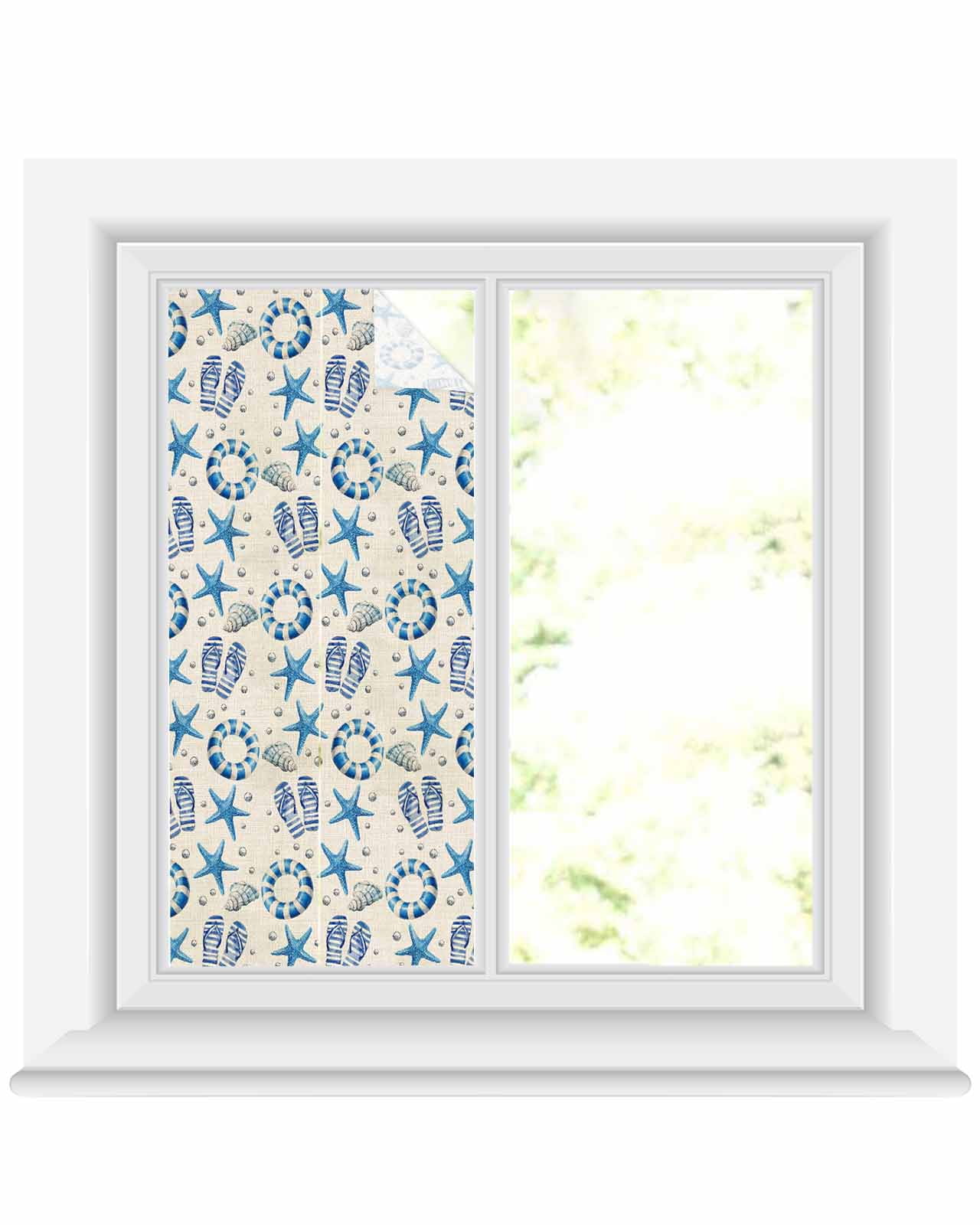 Window Privacy Film Summer Starfish Stained Glass Window Film ...
