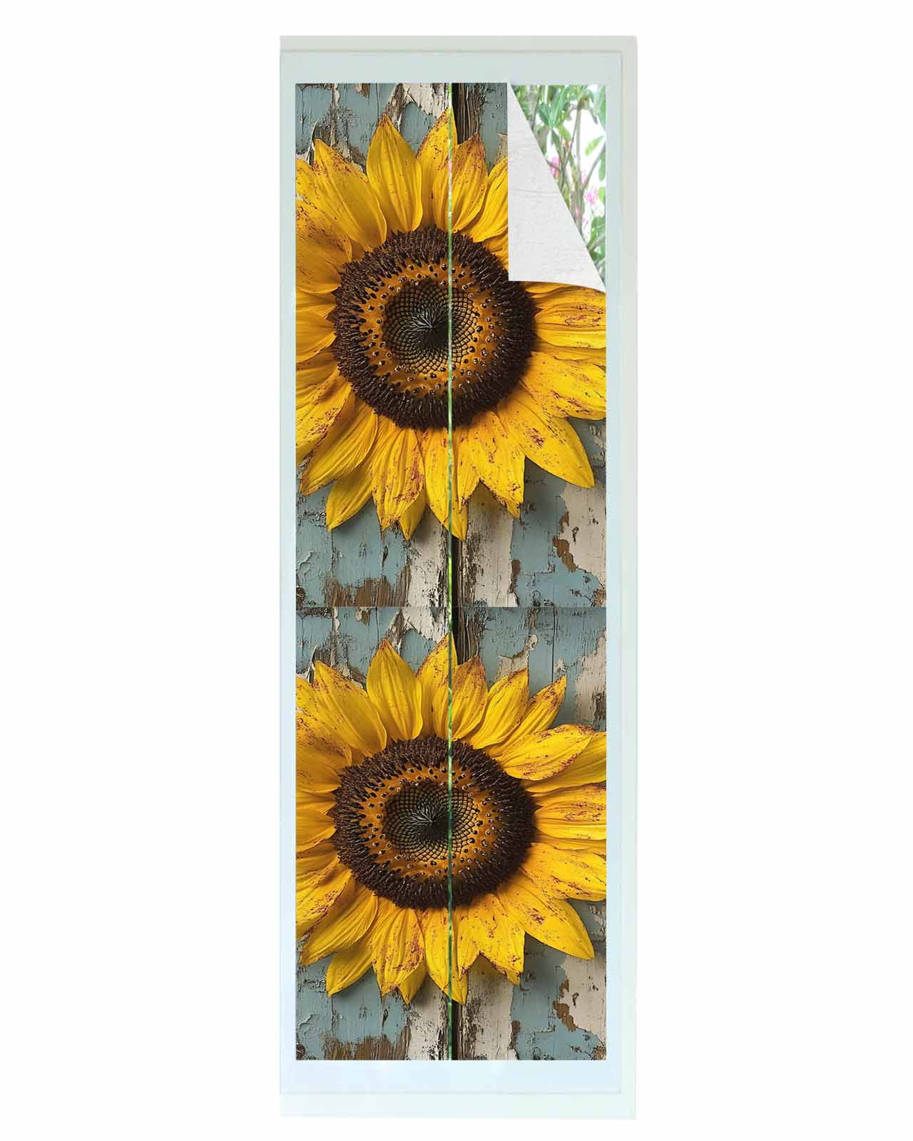 Window Privacy Film Summer Sunflower Stained Glass Window Film ...