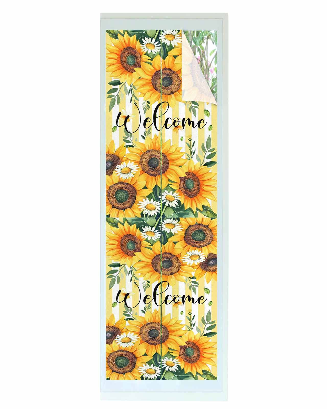 Window Privacy Film Summer Sunflower Stained Glass Window Film ...