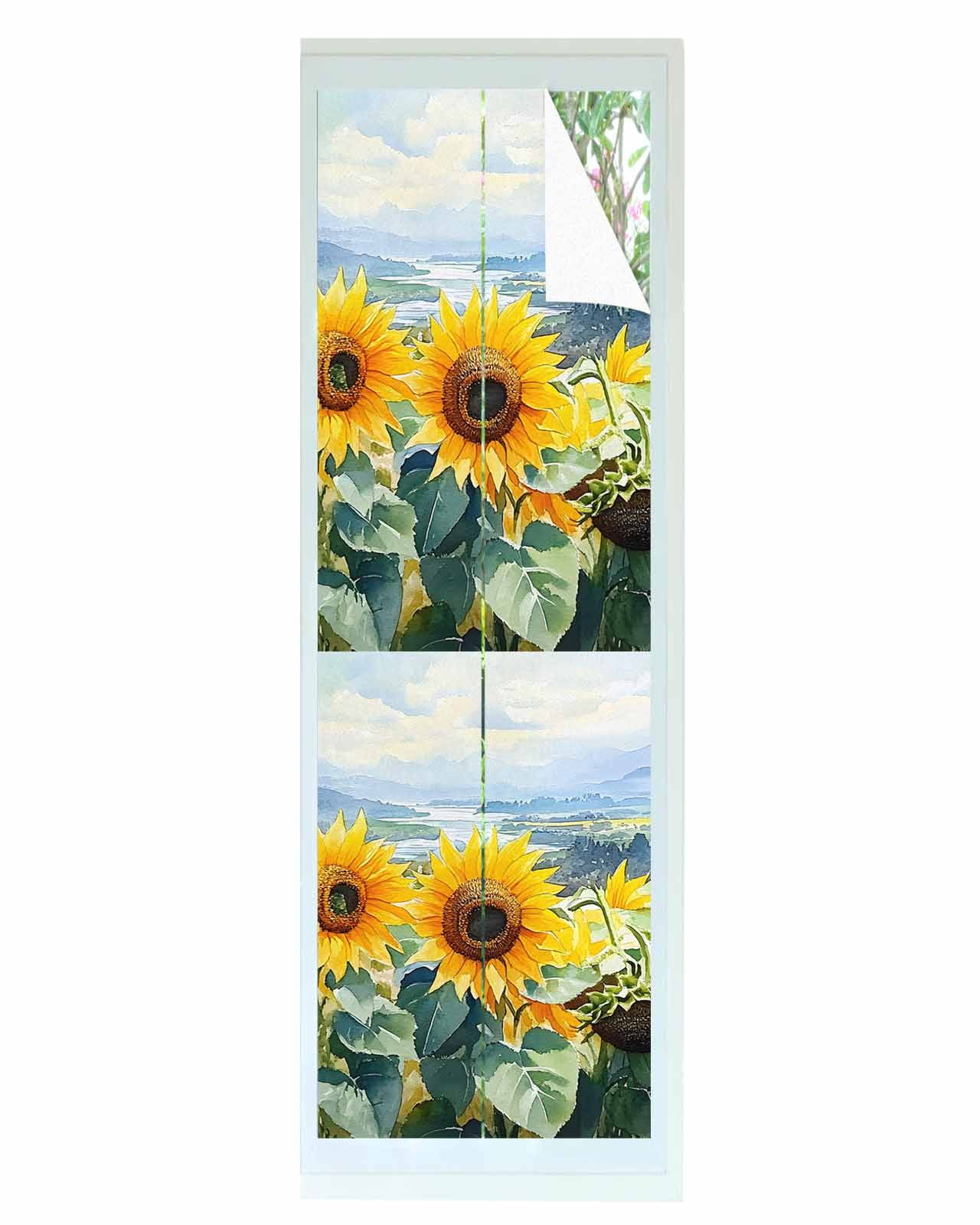 Window Privacy Film Summer Sunflowers Stained Glass Window Film ...