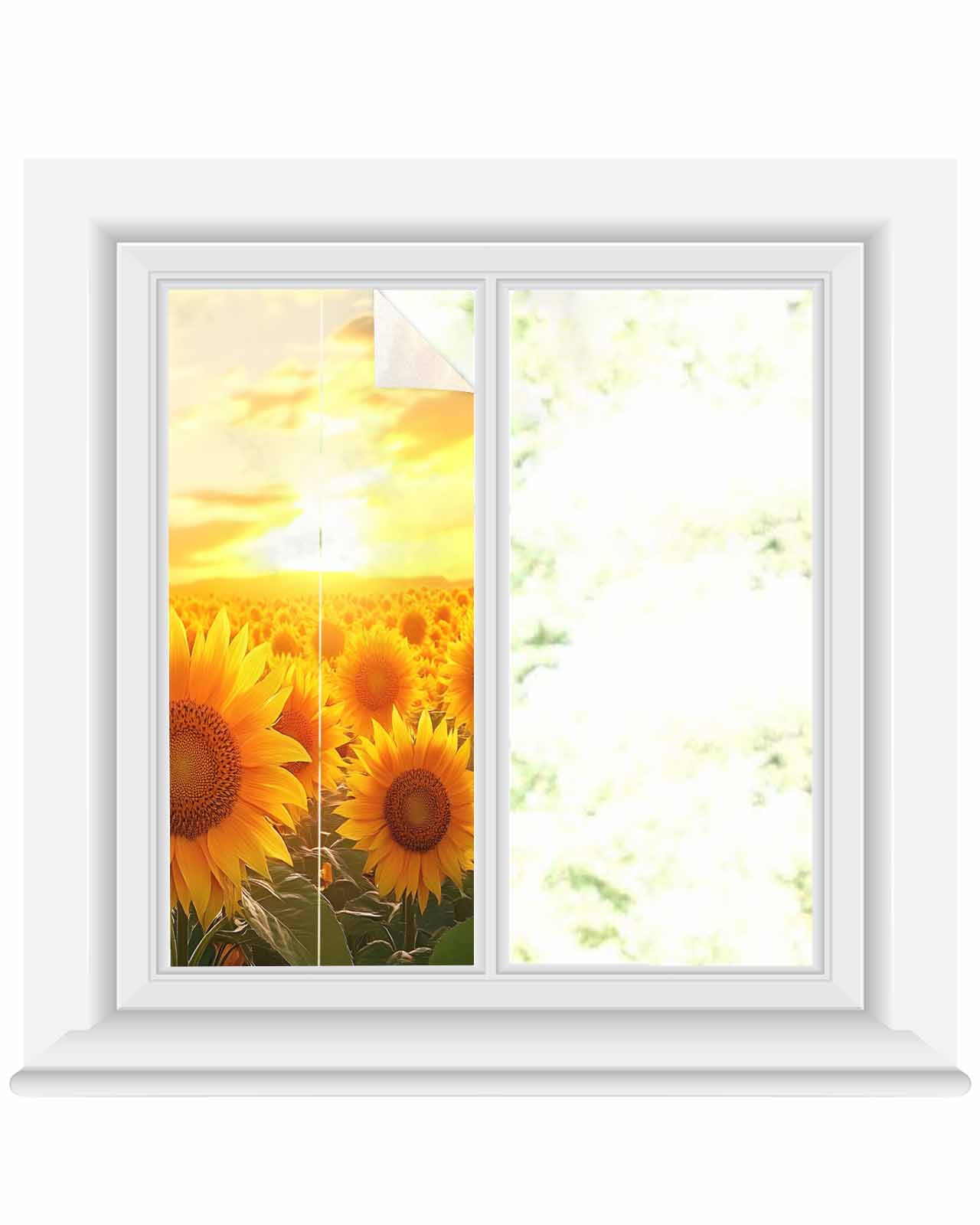 Window Privacy Film Summer Sunflowers Stained Glass Window Film ...