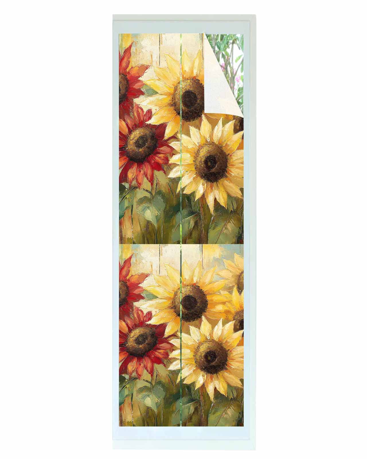 Window Privacy Film Summer Sunflowers Stained Glass Window Film ...