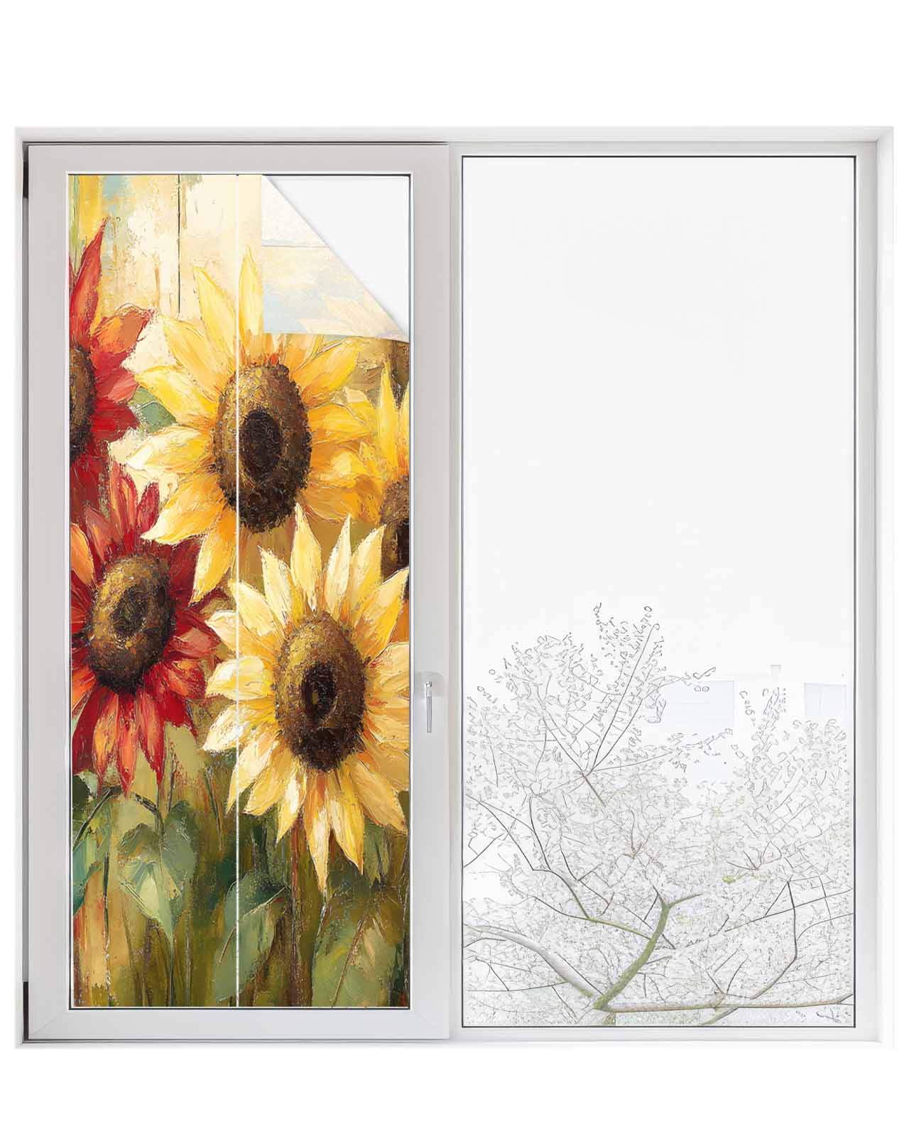 Window Privacy Film Summer Sunflowers Stained Glass Window Film ...