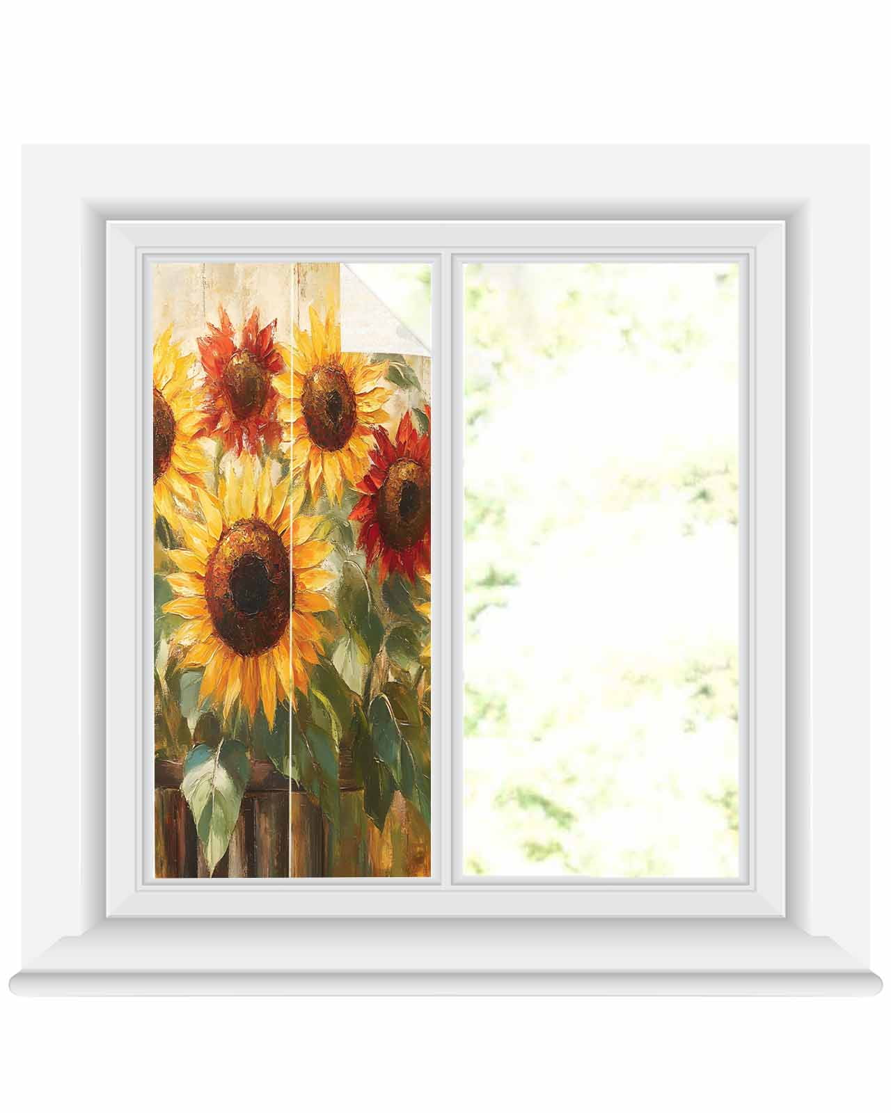 Window Privacy Film Summer Sunflowers Stained Glass Window Film ...