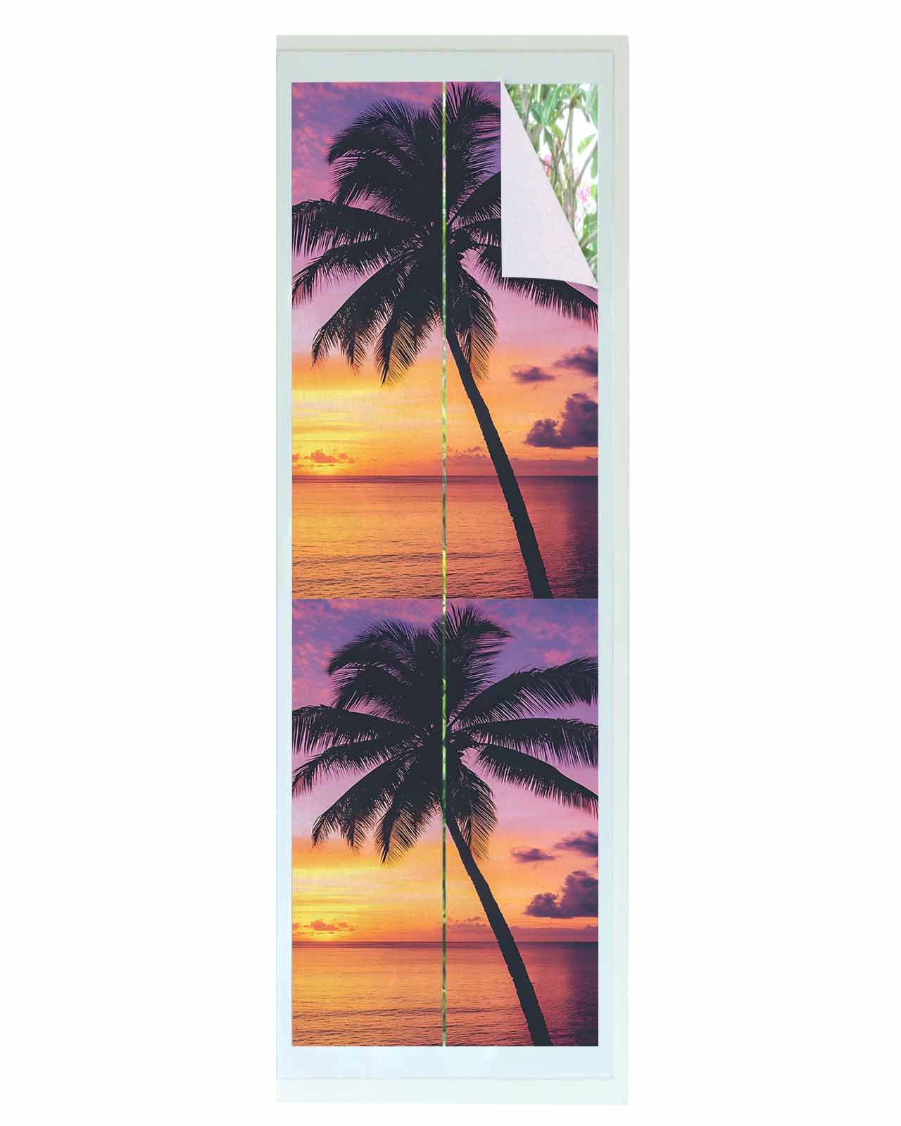 Window Privacy Film Summer Sunset Stained Glass Window Film Decorative ...