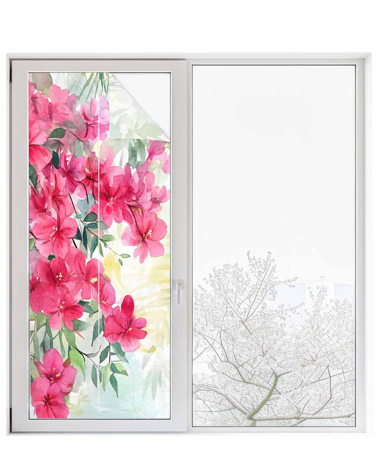 Window Privacy Film Summer Tropical Plants Stained Glass Window Film ...