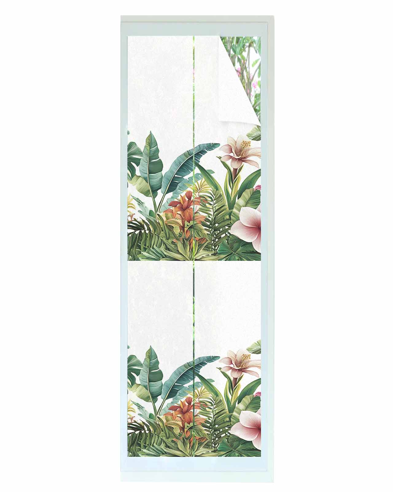 Window Privacy Film Summer Tropical Stained Glass Window Film ...