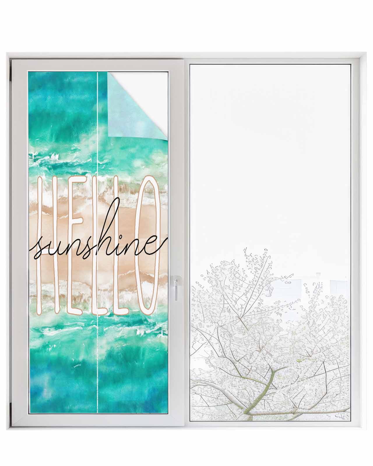 Window Privacy Film Summer Turquoise Ocean Stained Glass Window Film ...