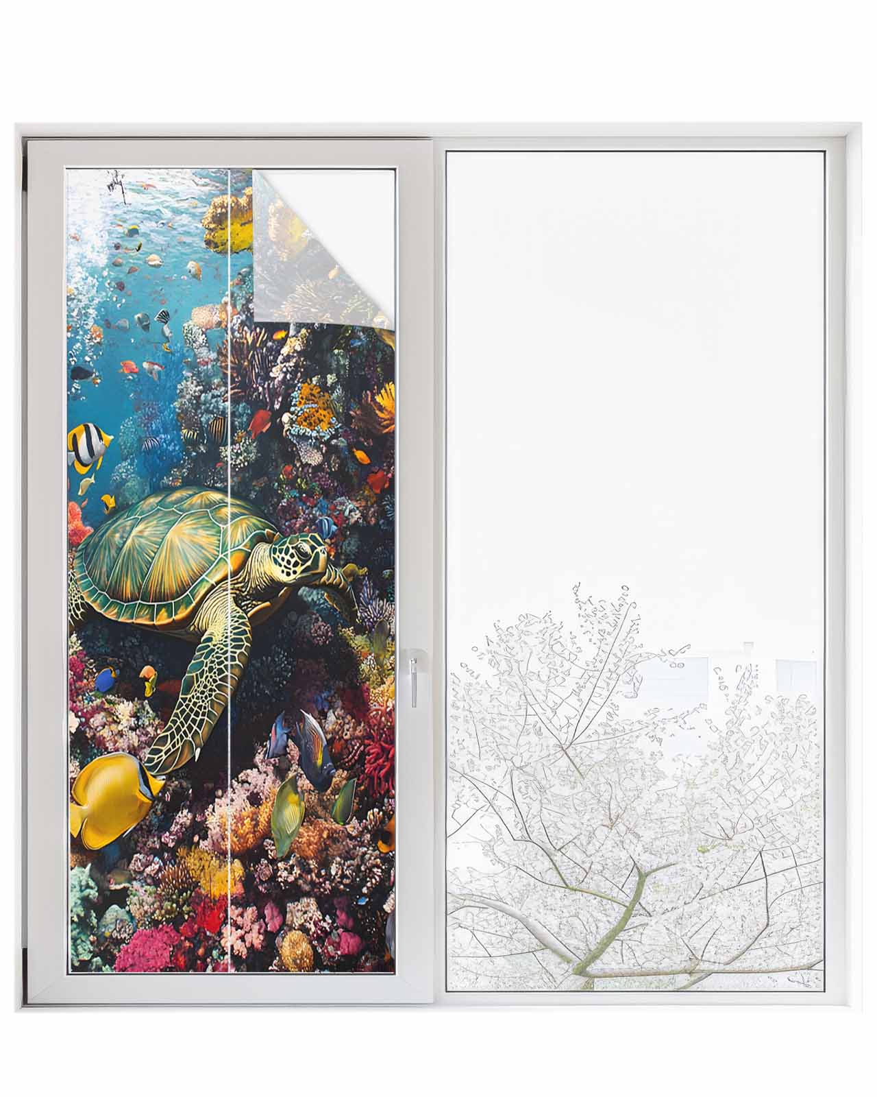 Window Privacy Film Summer Turtle Stained Glass Window Film Decorative ...