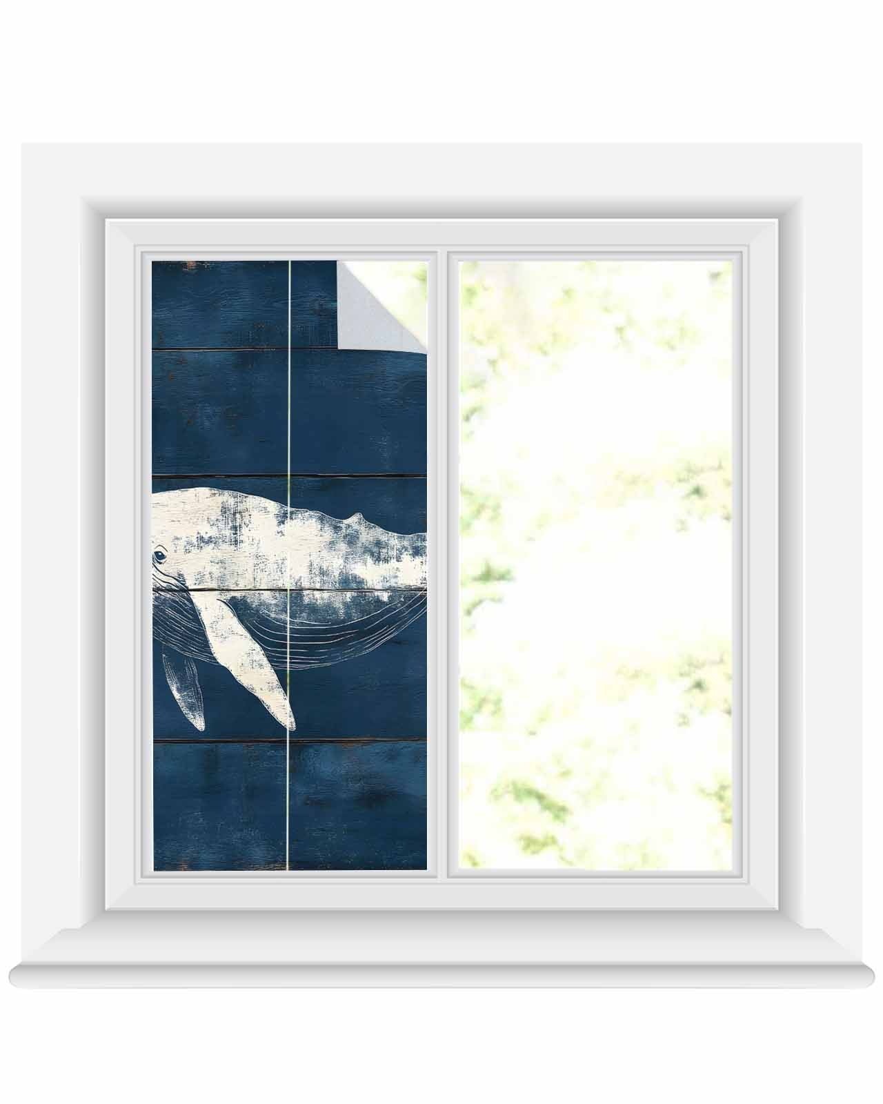 Window Privacy Film Summer Whale Stained Glass Window Film Decorative ...