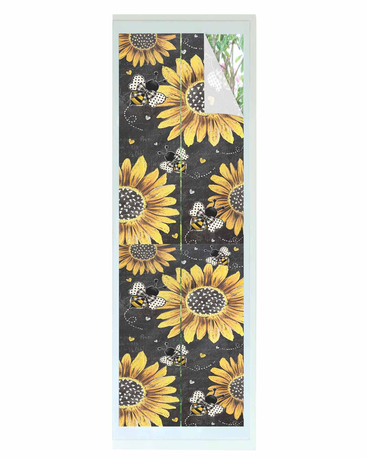 Window Privacy Film Sunflower Bee Stained Glass Window Film Decorative ...