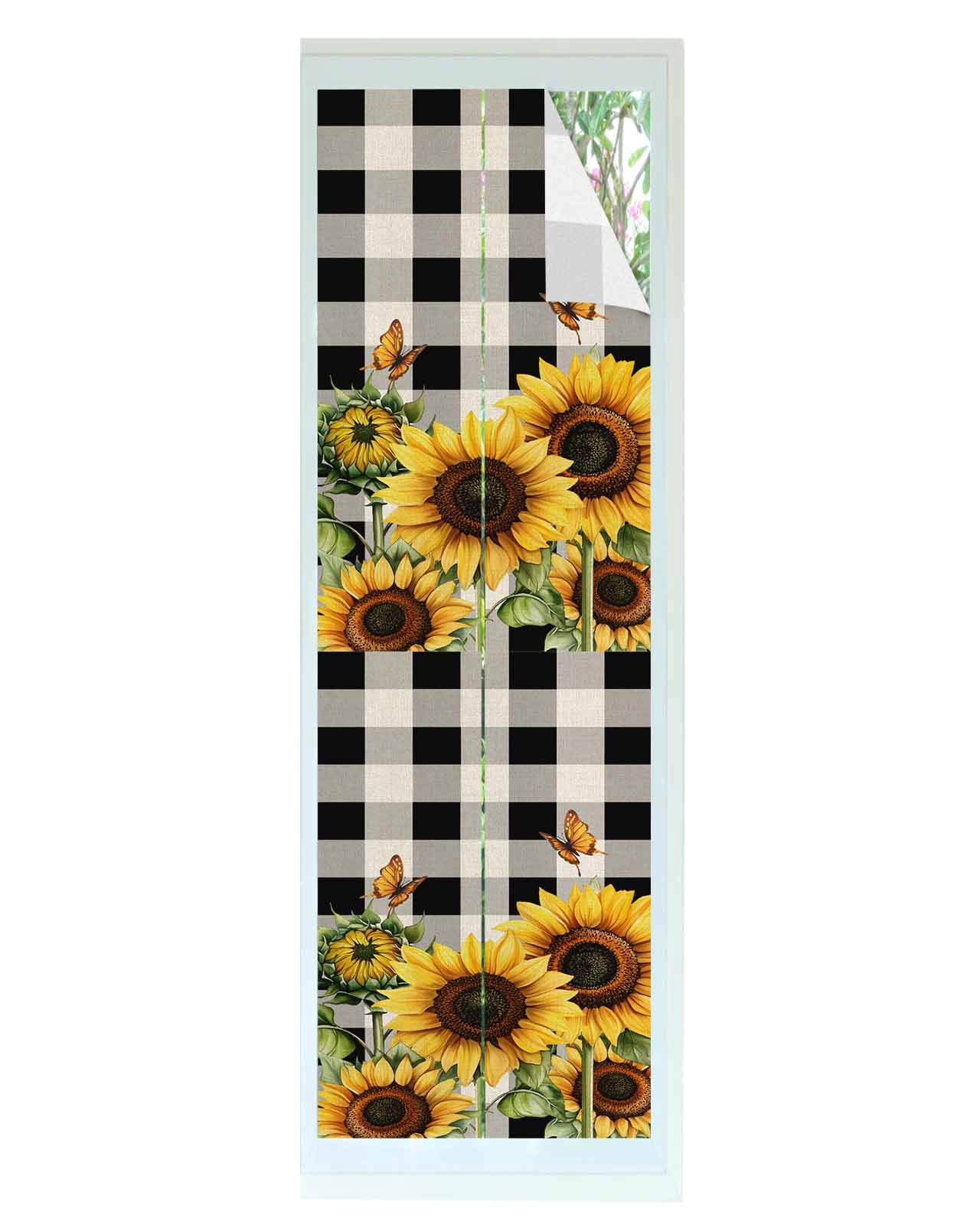 Window Privacy Film Sunflower Checkered Stained Glass Window Film ...