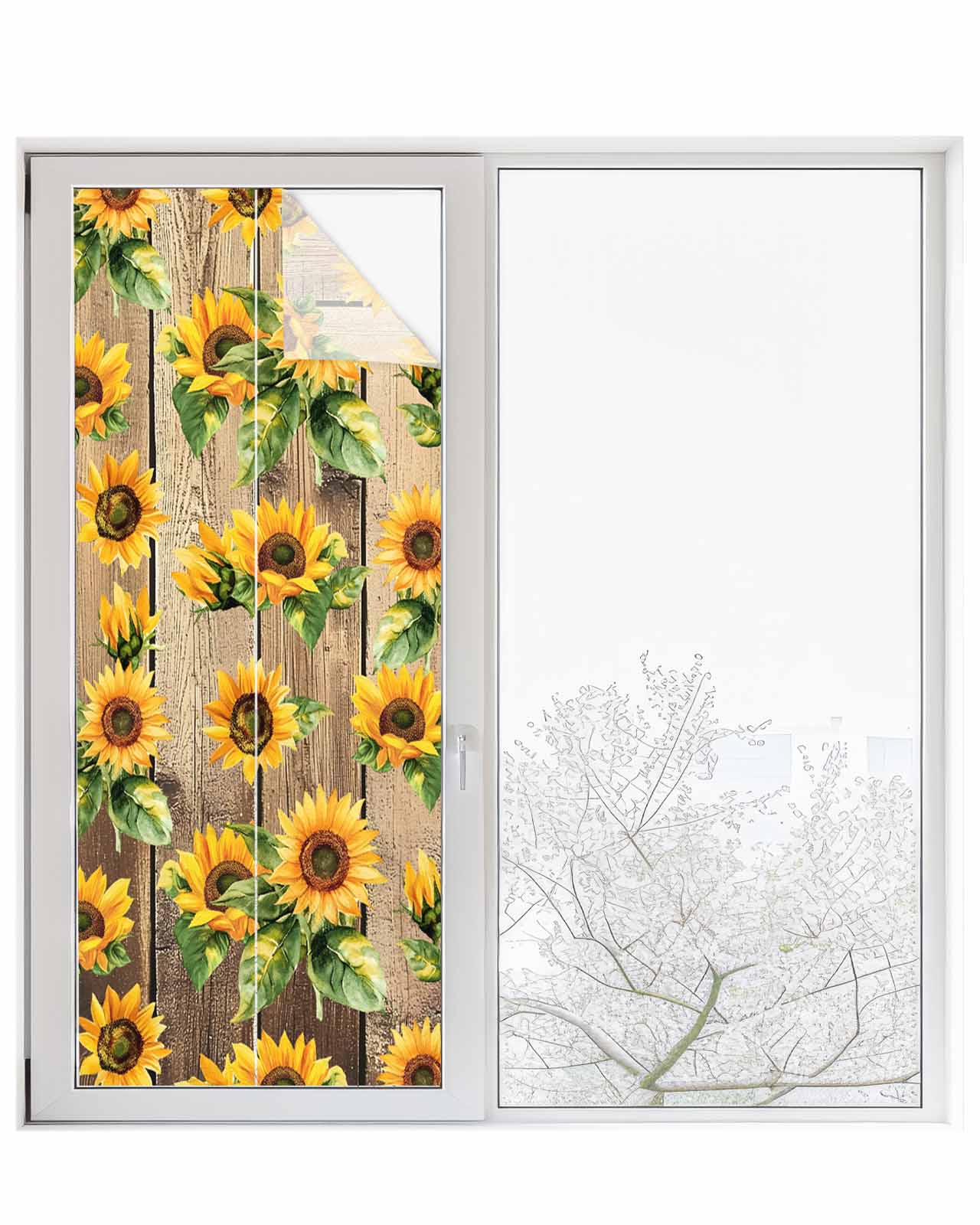 Window Privacy Film Sunflower Farmhouse Stained Glass Window Film ...