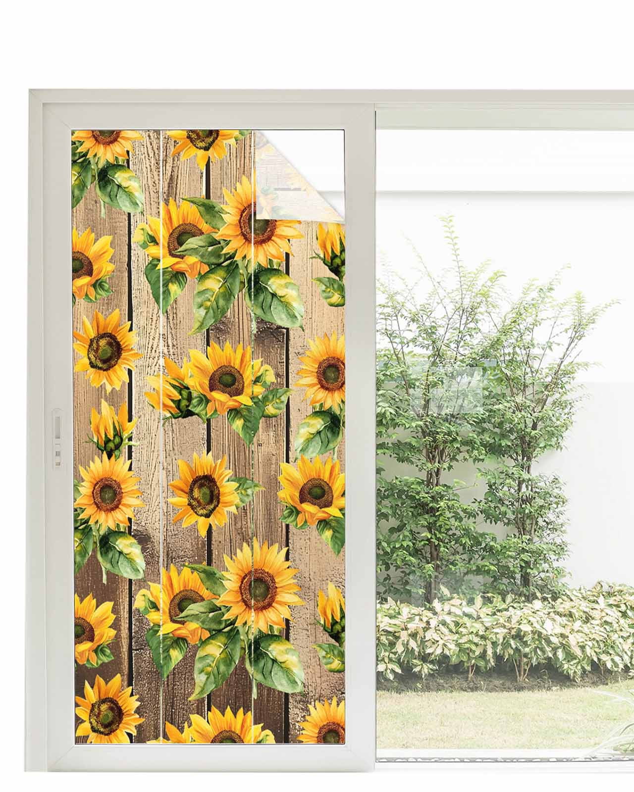 Window Privacy Film Sunflower Farmhouse Stained Glass Window Film ...