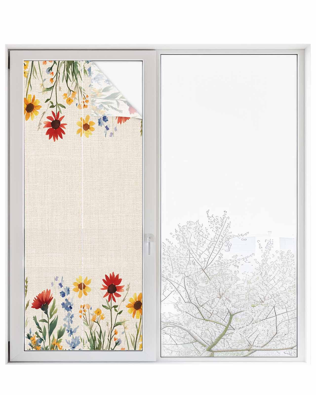 Window Privacy Film Sunflower Floral Stained Glass Window Film ...