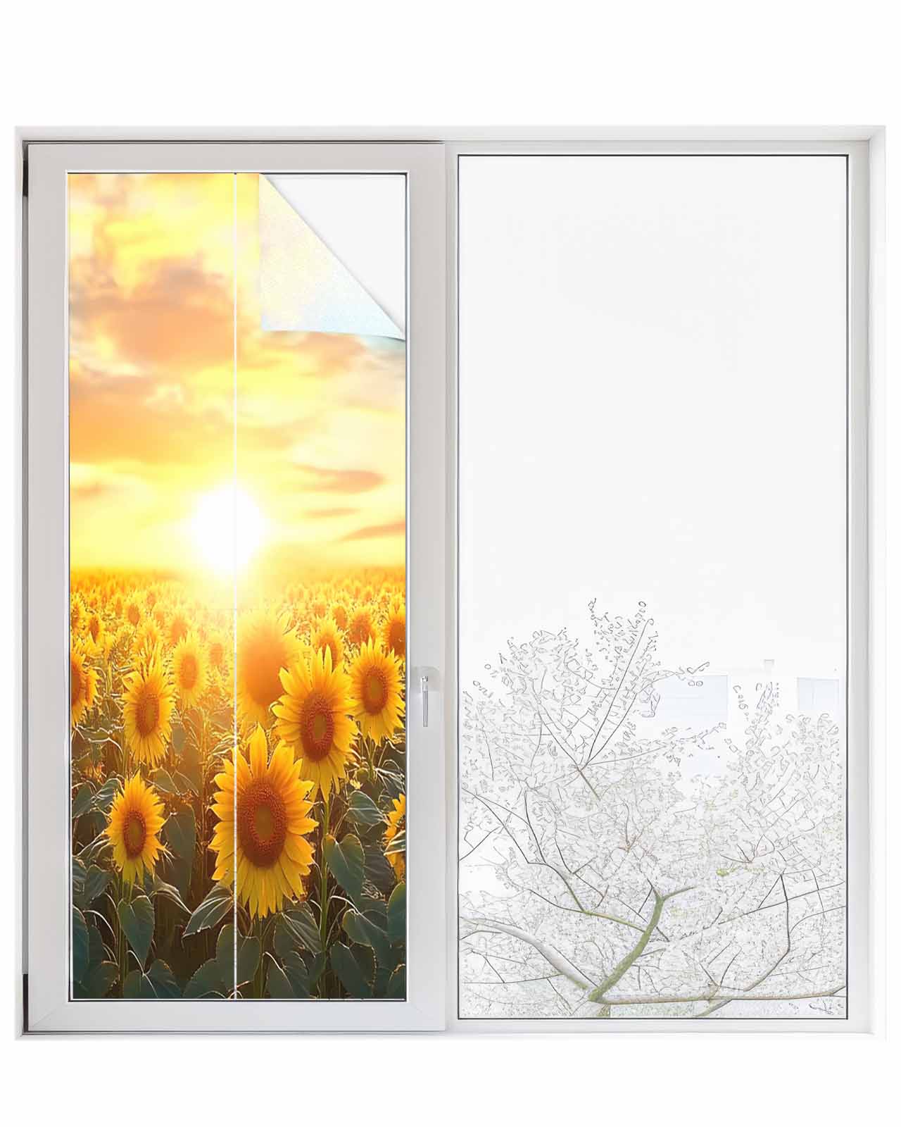 Window Privacy Film Sunflower Flowers Stained Glass Window Film ...