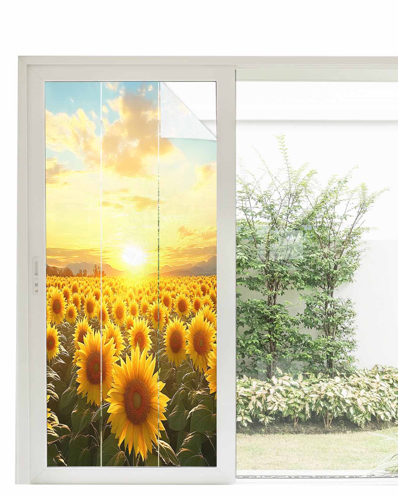 Window Privacy Film Sunflower Flowers Stained Glass Window Film ...