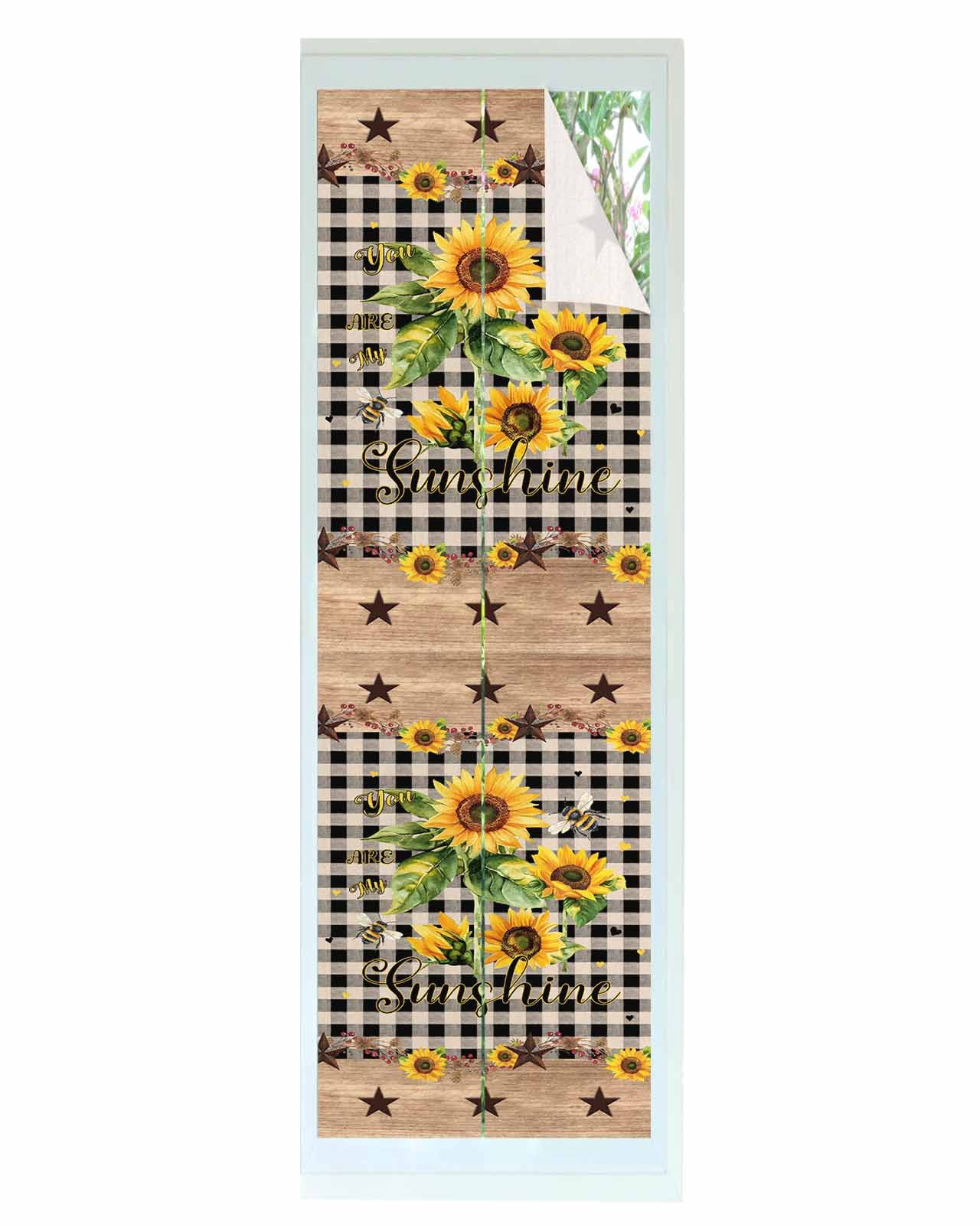 Window Privacy Film Sunflower Plaid Stained Glass Window Film ...