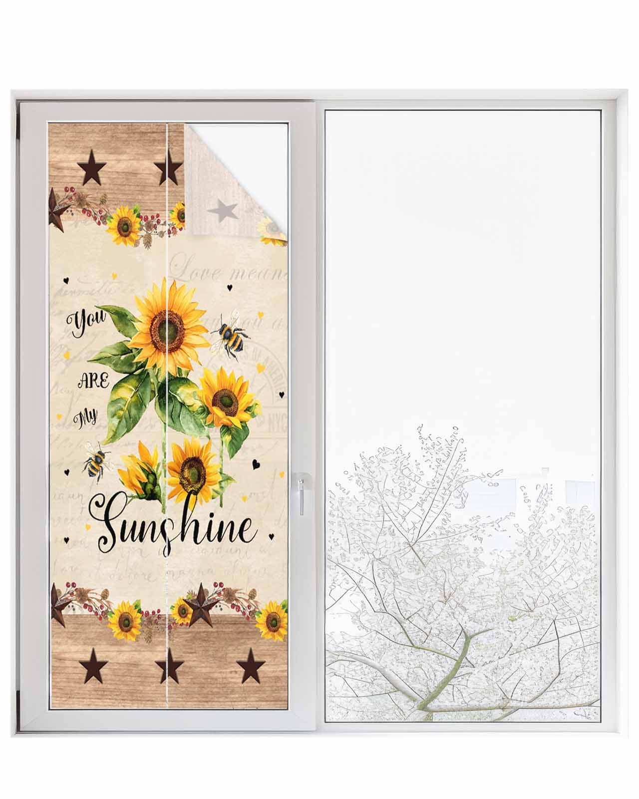 Window Privacy Film Sunflower Stained Glass Window Film Decorative Sun ...