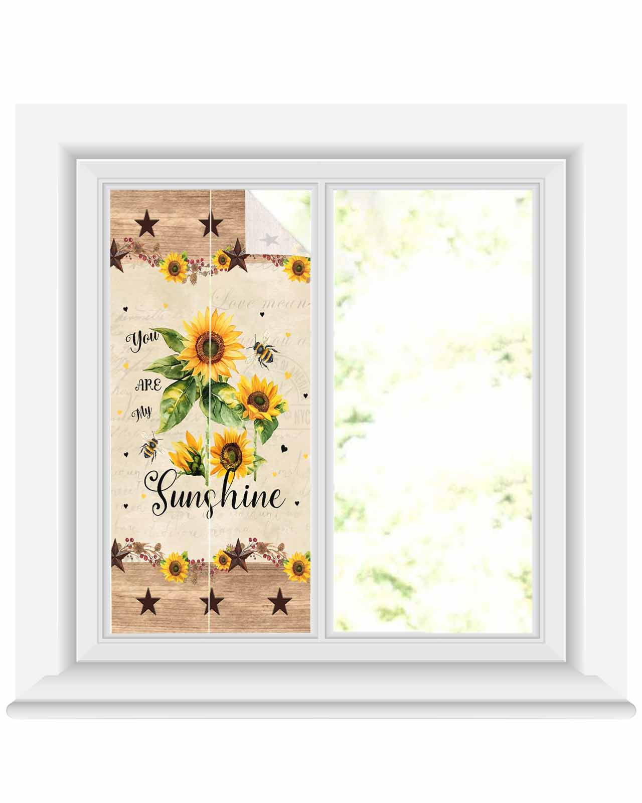 Window Privacy Film Sunflower Stained Glass Window Film Decorative Sun ...