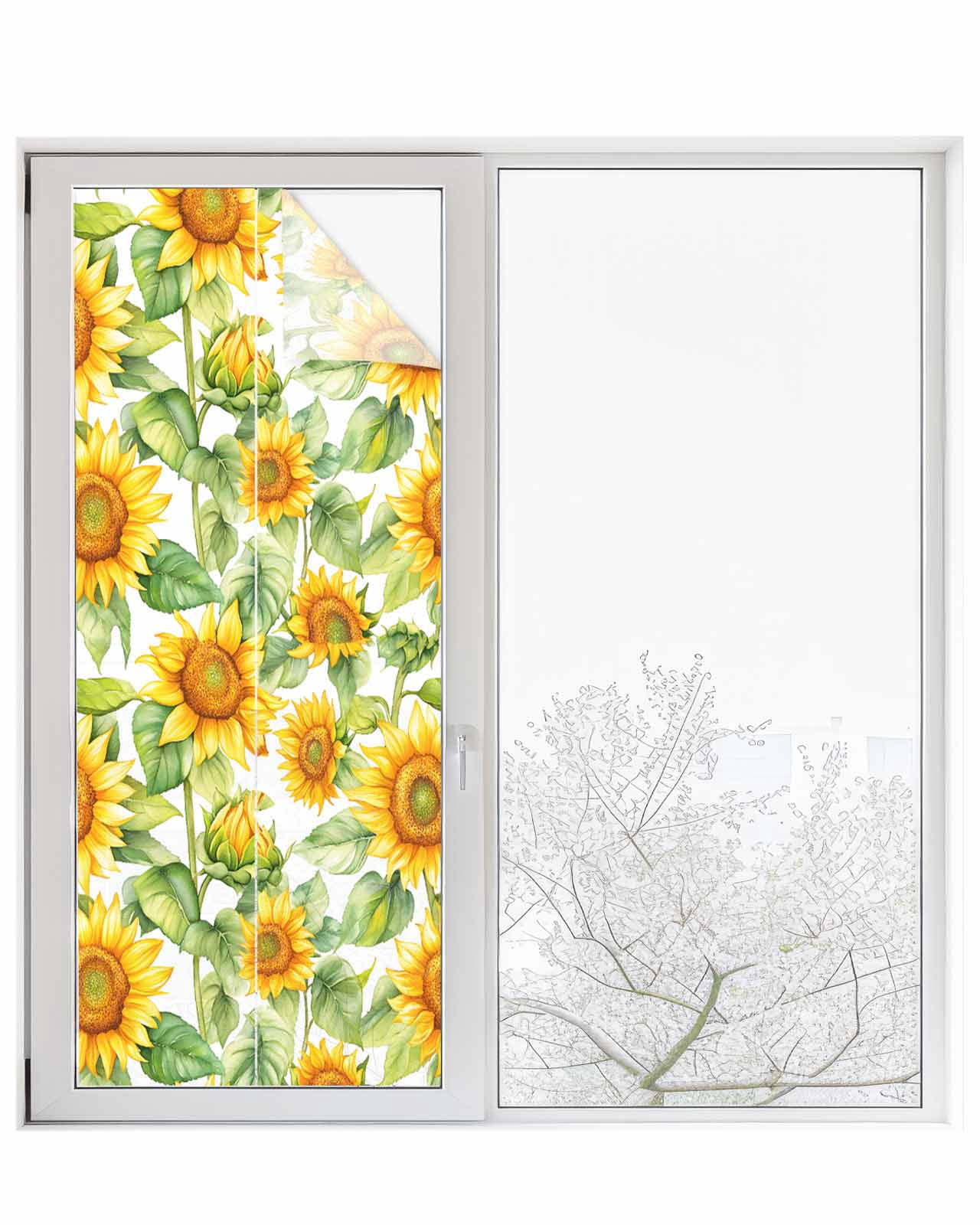Window Privacy Film Sunflower Stained Glass Window Film Decorative Sun ...