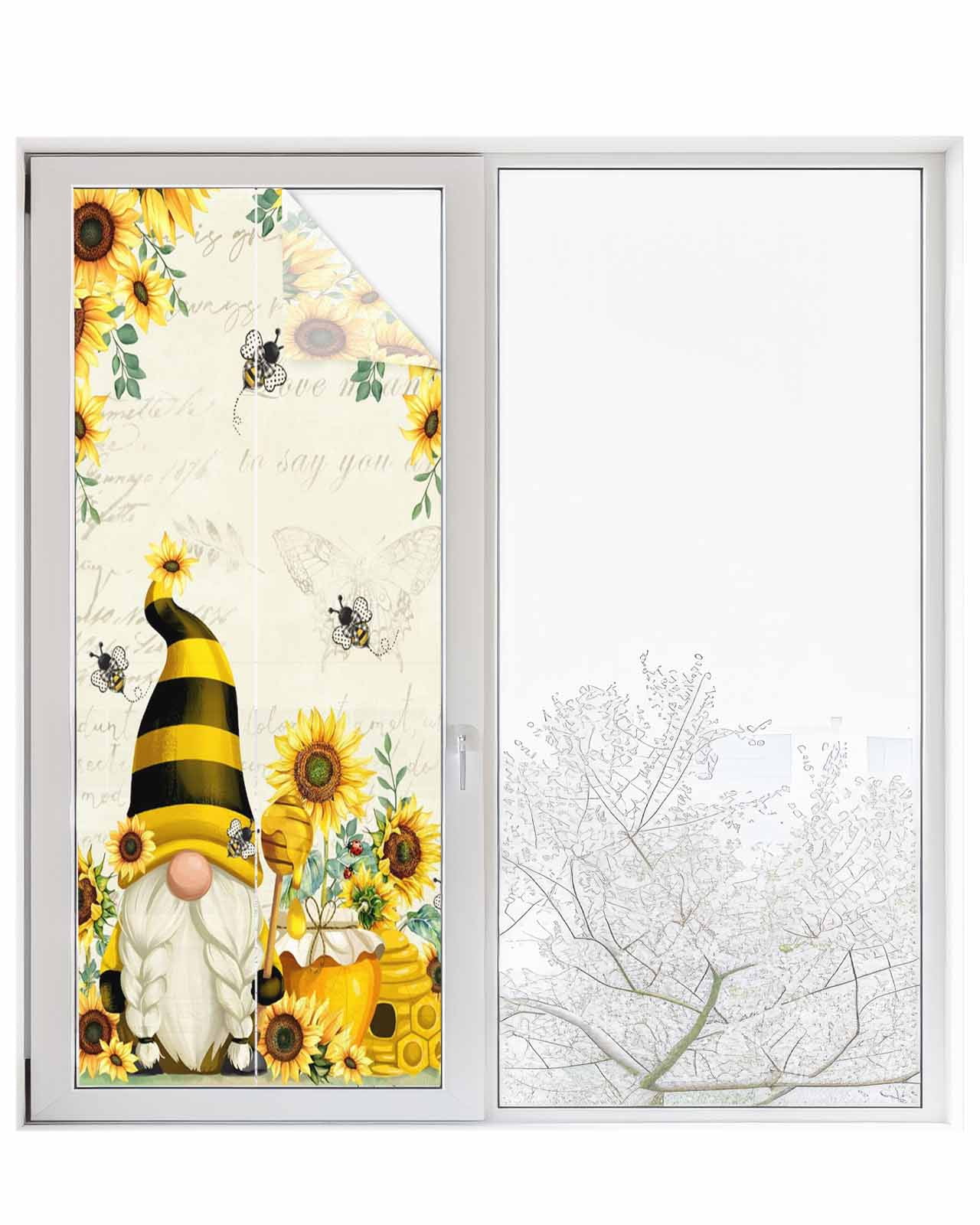 Window Privacy Film Sunflower Stained Glass Window Film Decorative Sun ...