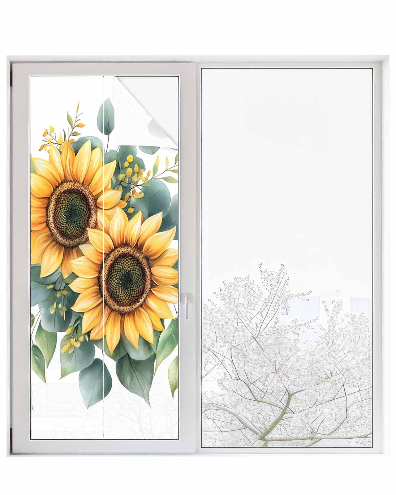 Window Privacy Film Sunflower Stained Glass Window Film Decorative Sun ...