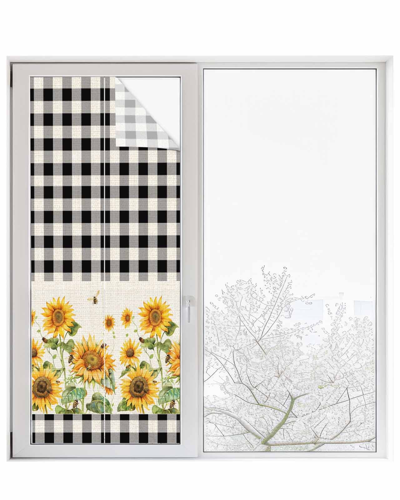 Window Privacy Film Sunflower Stained Glass Window Film Decorative Sun ...