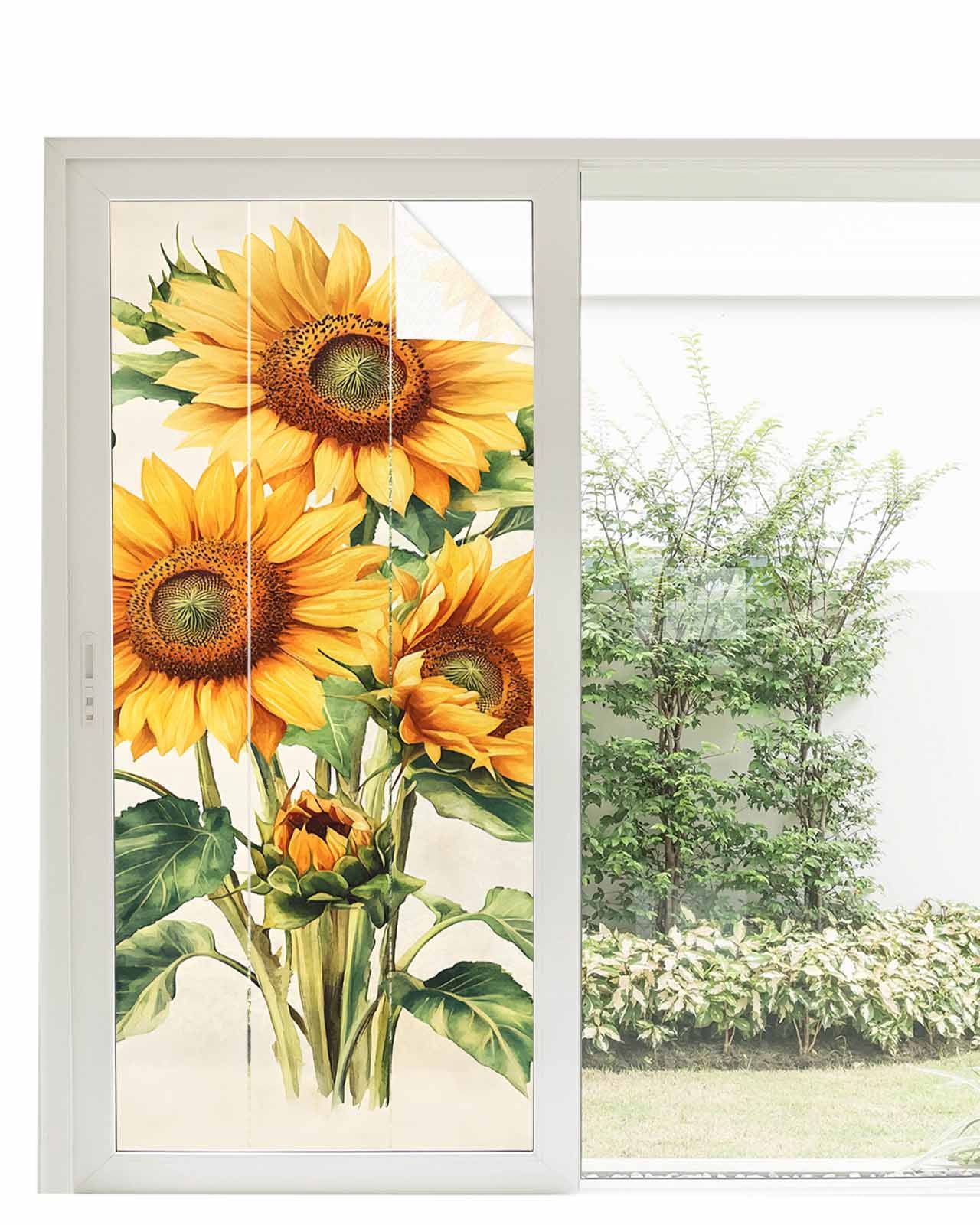 Window Privacy Film Sunflower Stained Glass Window Film Decorative Sun ...