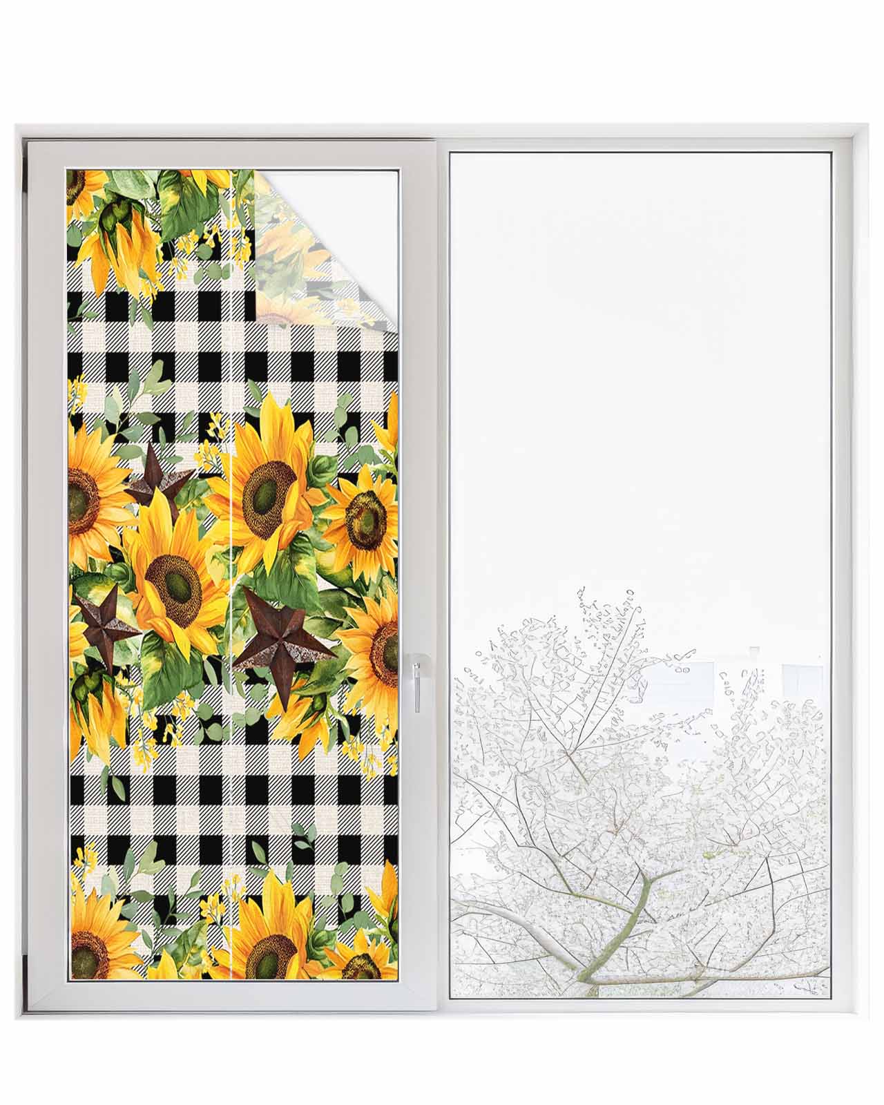 Window Privacy Film Sunflower Stained Glass Window Film Decorative Sun ...