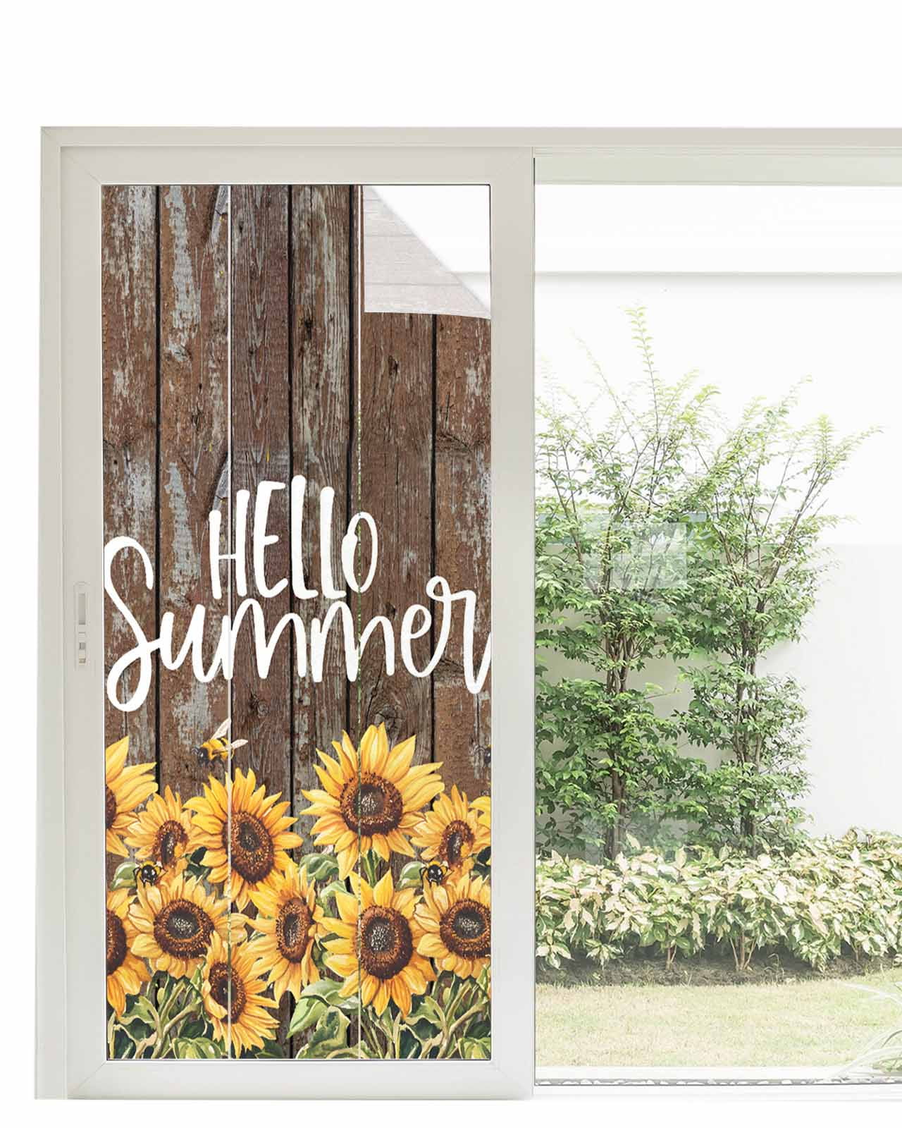 Window Privacy Film Sunflower Stained Glass Window Film Decorative Sun ...