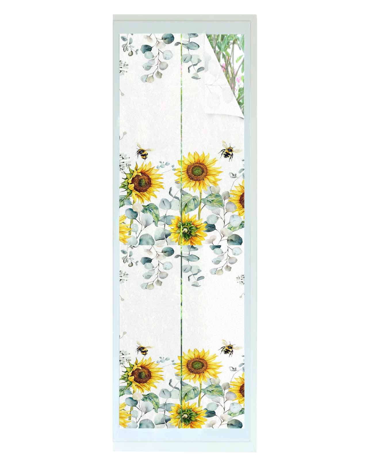 Window Privacy Film Sunflower Stained Glass Window Film Decorative Sun ...