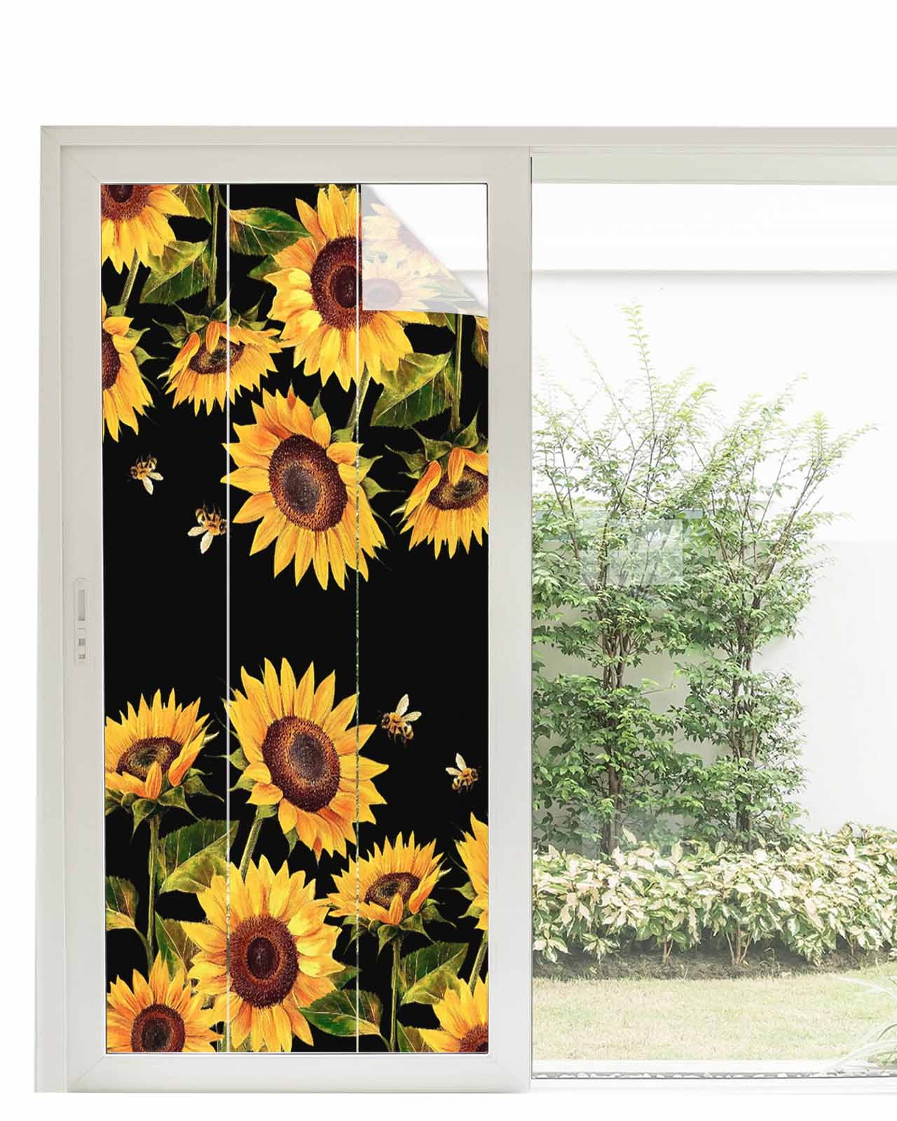 Window Privacy Film Sunflower Stained Glass Window Film Decorative Sun ...