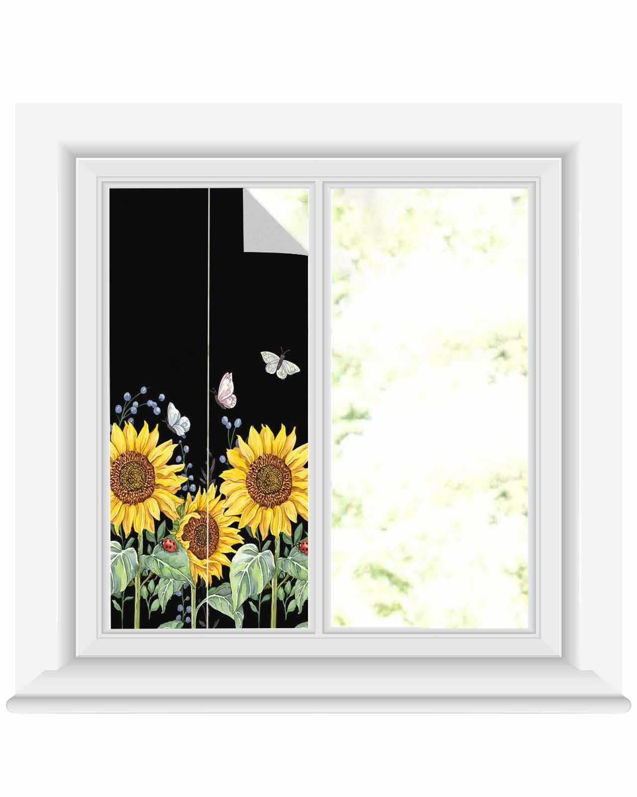 Window Privacy Film Sunflower Stained Glass Window Film Decorative Sun ...