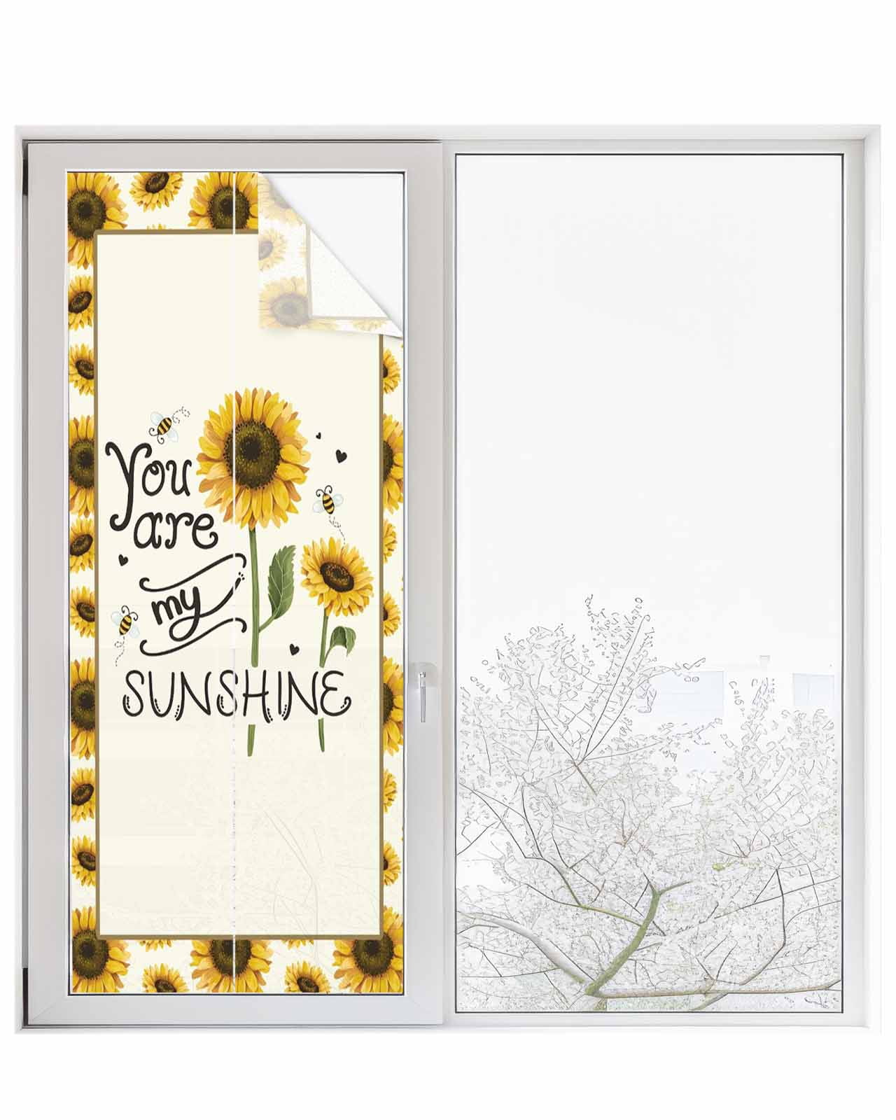 Window Privacy Film Sunflower Stained Glass Window Film Decorative Sun ...