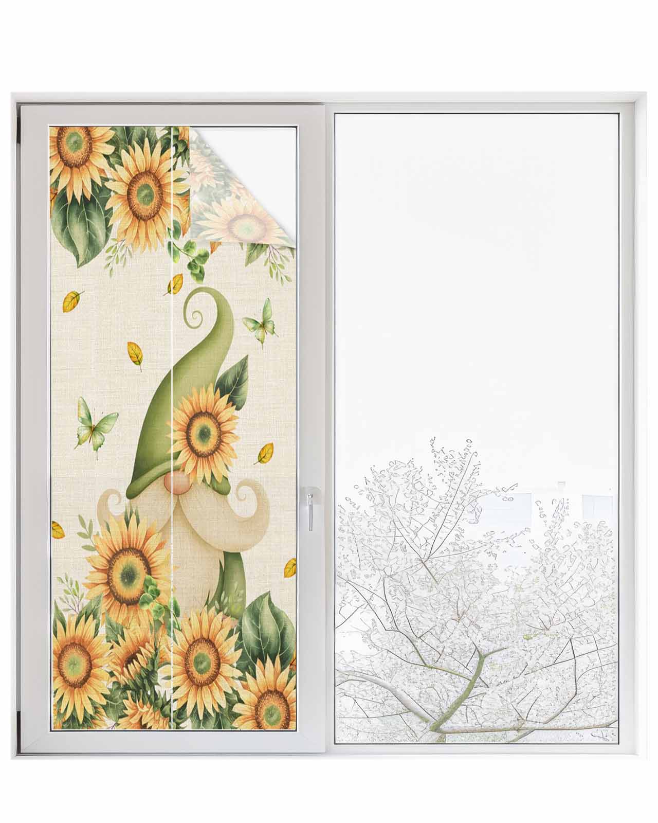 Window Privacy Film Sunflower Stained Glass Window Film Decorative Sun ...