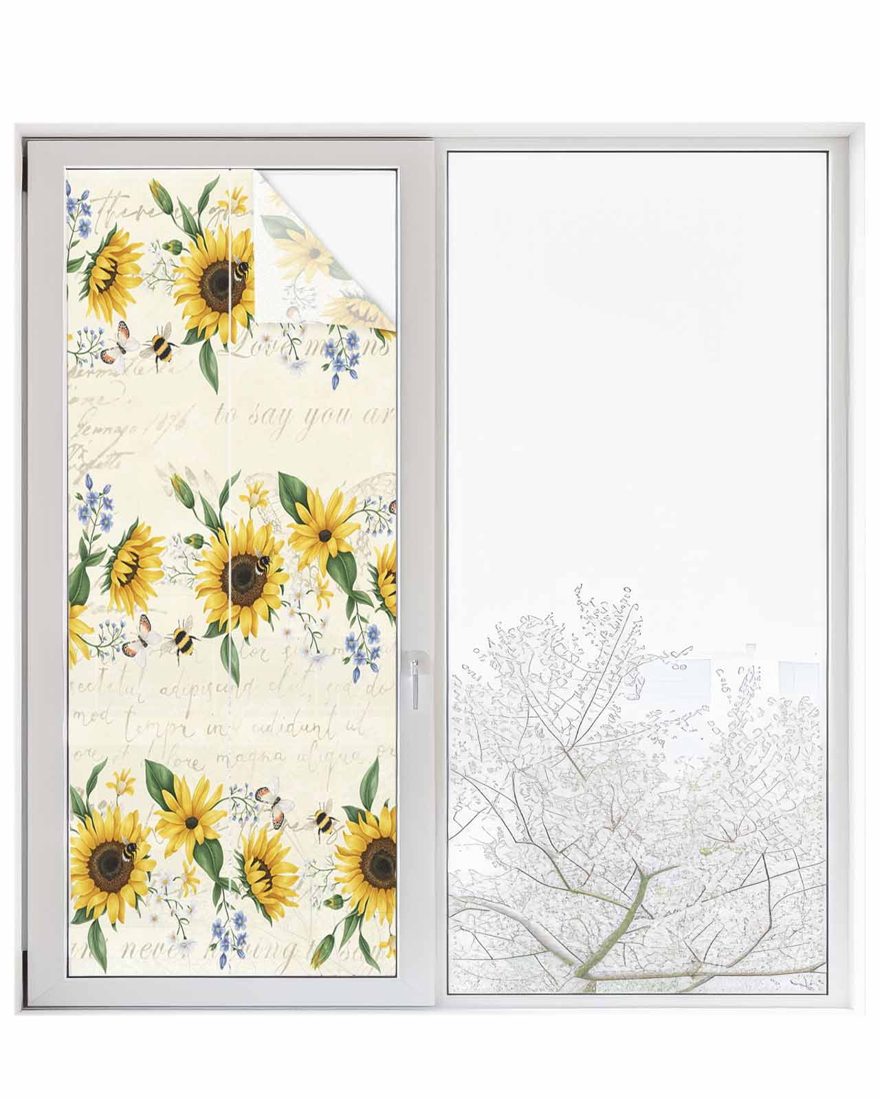 Window Privacy Film Sunflower Stained Glass Window Film Decorative Sun ...