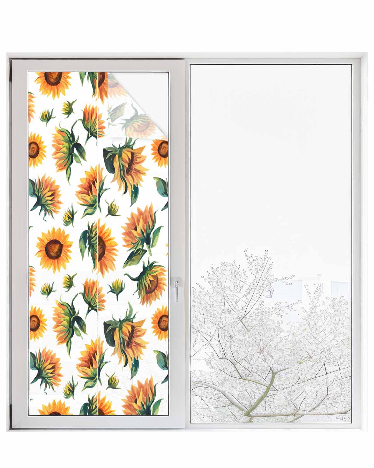 Window Privacy Film Sunflower Stained Glass Window Film Decorative Sun ...