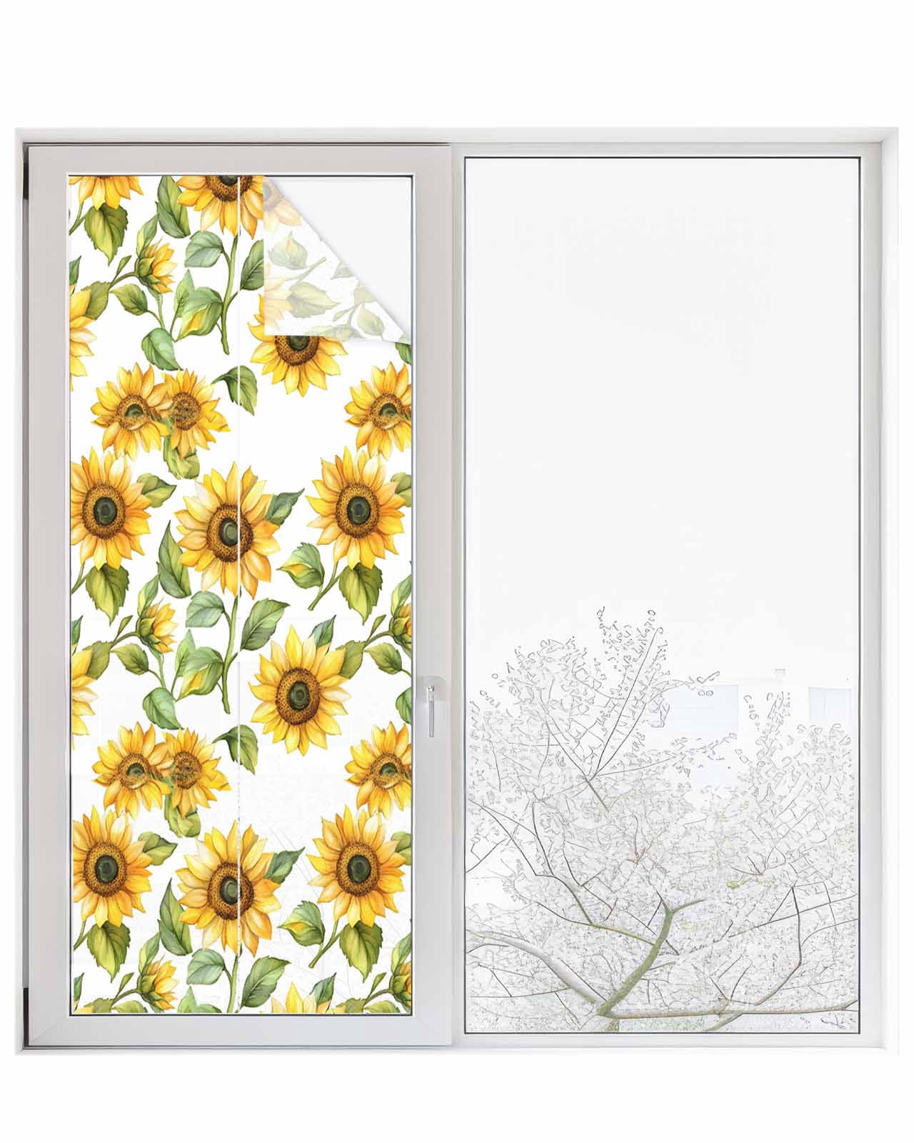 Window Privacy Film Sunflower Stained Glass Window Film Decorative Sun ...
