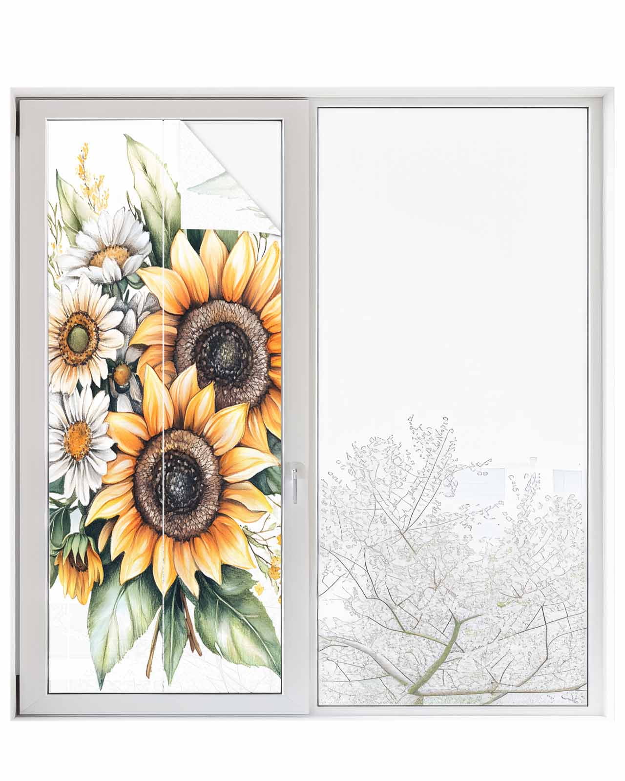 Window Privacy Film Sunflower Stained Glass Window Film Decorative Sun ...