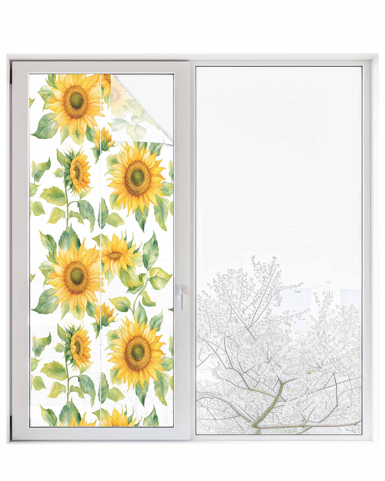 Window Privacy Film Sunflower Stained Glass Window Film Decorative Sun ...