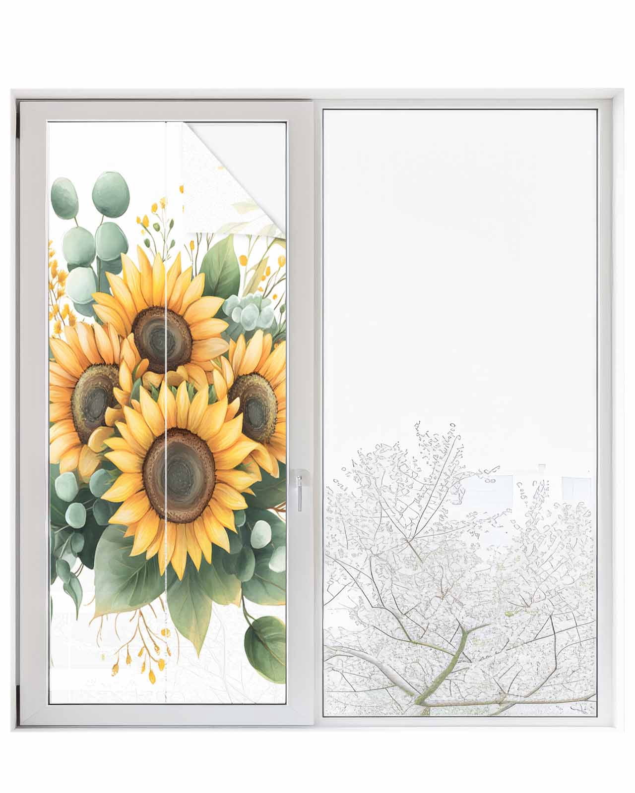 Window Privacy Film Sunflower Stained Glass Window Film Decorative Sun ...