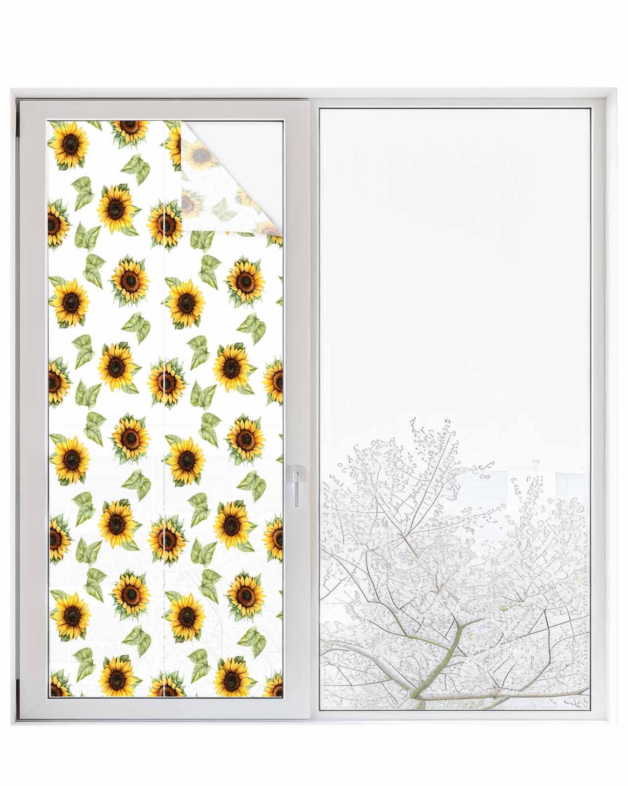 Window Privacy Film Sunflower Stained Glass Window Film Decorative Sun ...