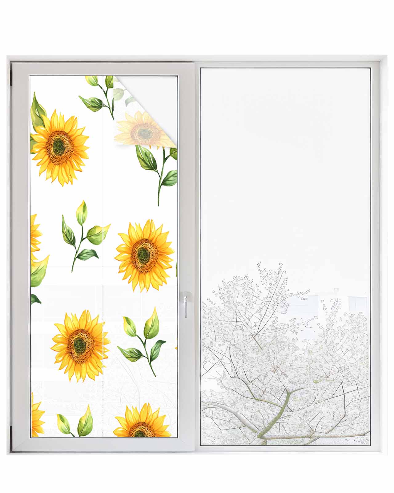 Window Privacy Film Sunflower Stained Glass Window Film Decorative Sun ...