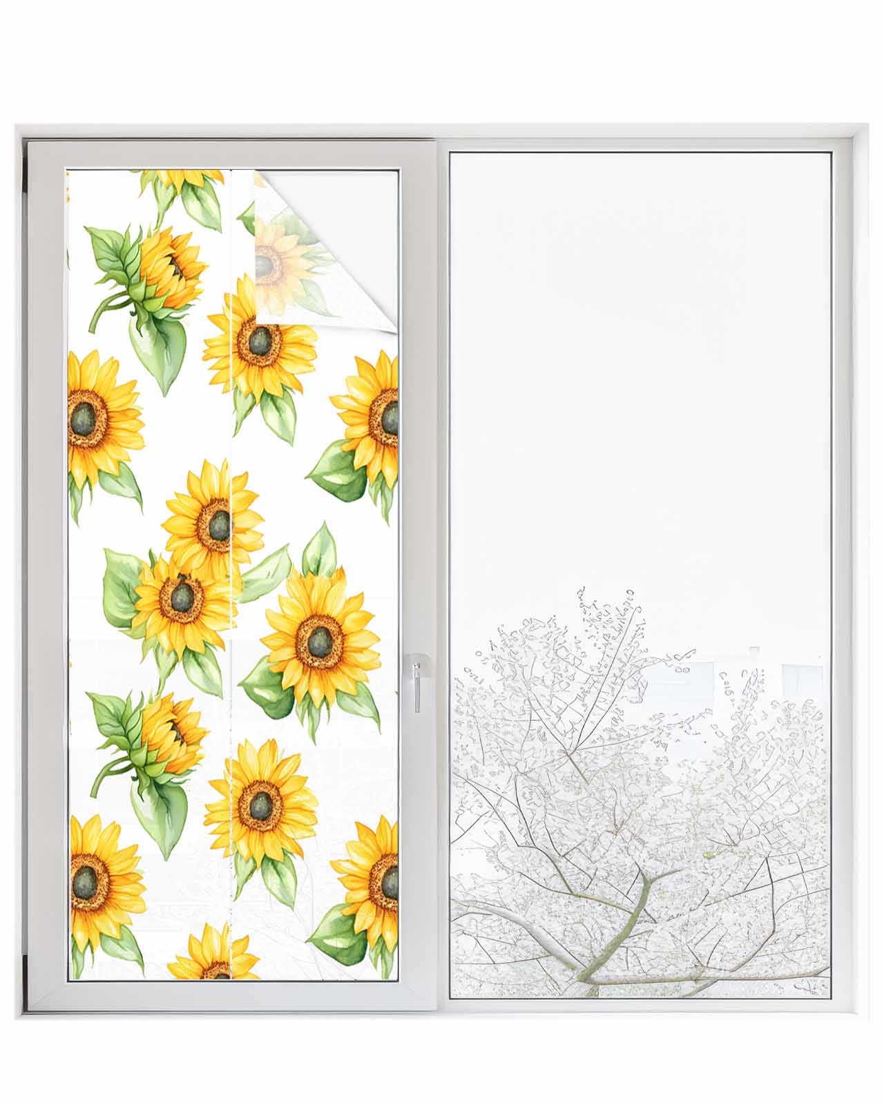 Window Privacy Film Sunflower Stained Glass Window Film Decorative Sun ...