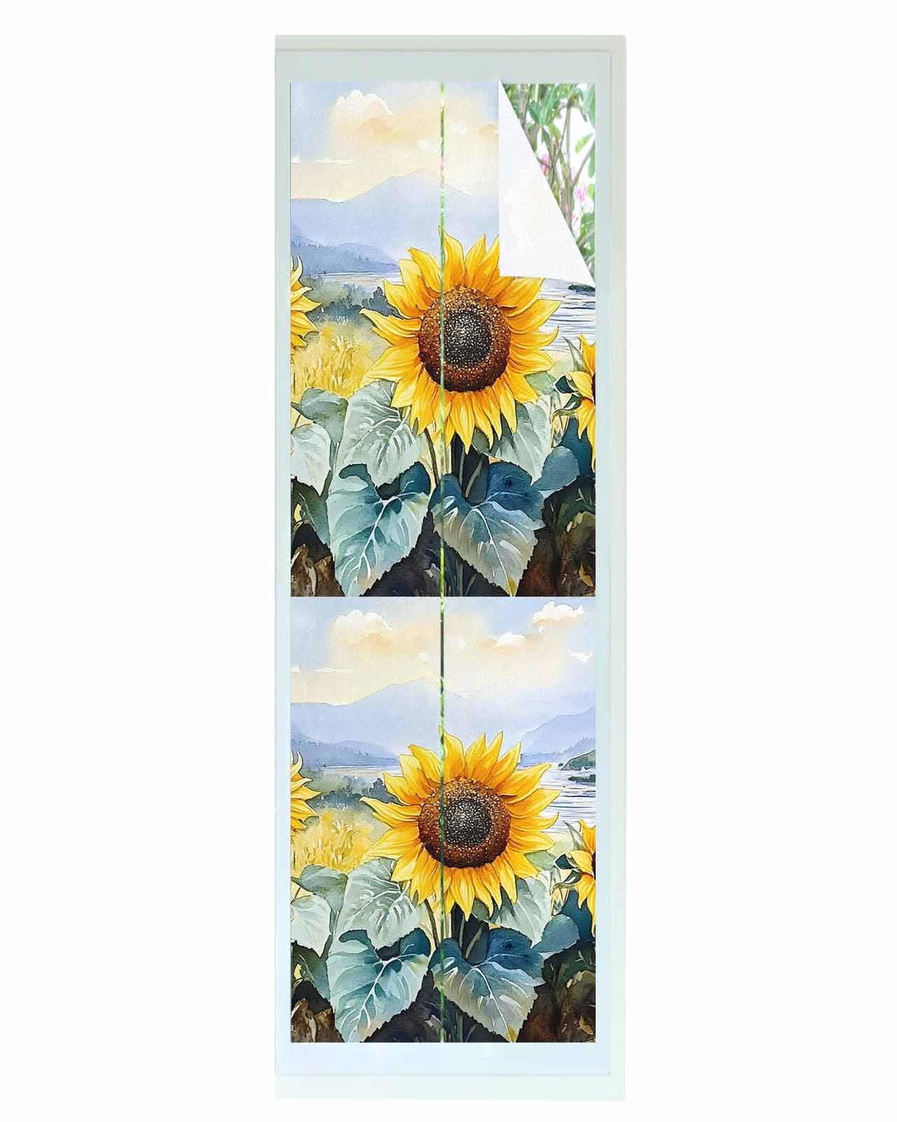 Window Privacy Film Sunflower Summer Stained Glass Window Film ...