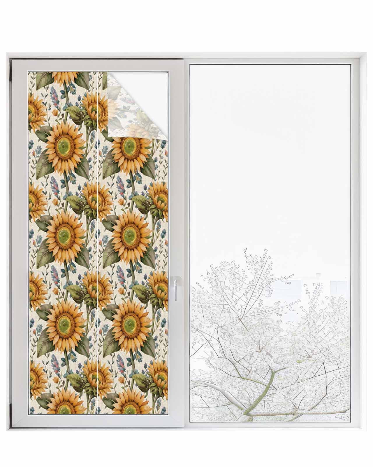 Window Privacy Film Sunflower Vintage Stained Glass Window Film ...