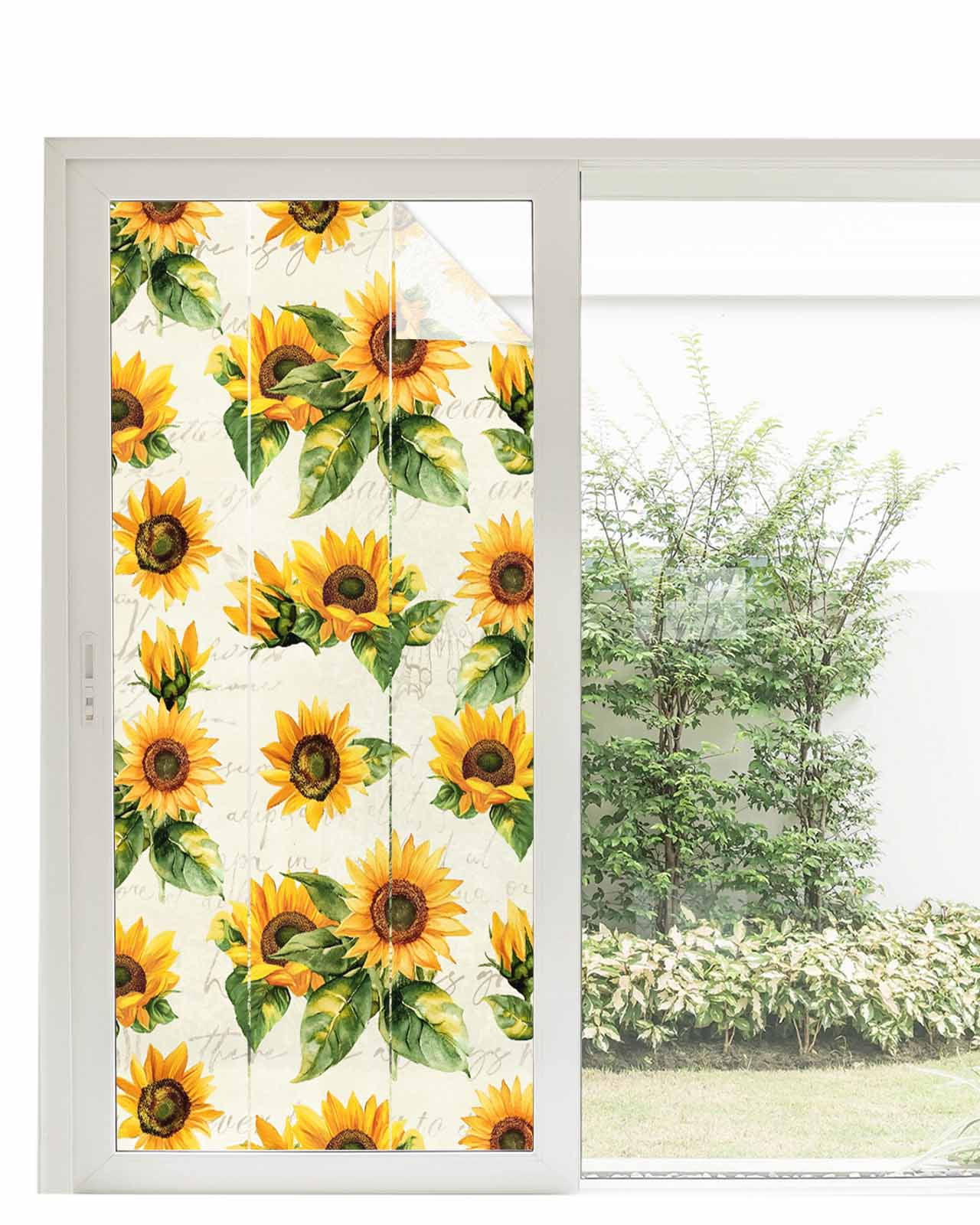 Window Privacy Film Sunflower Vintage Stained Glass Window Film ...