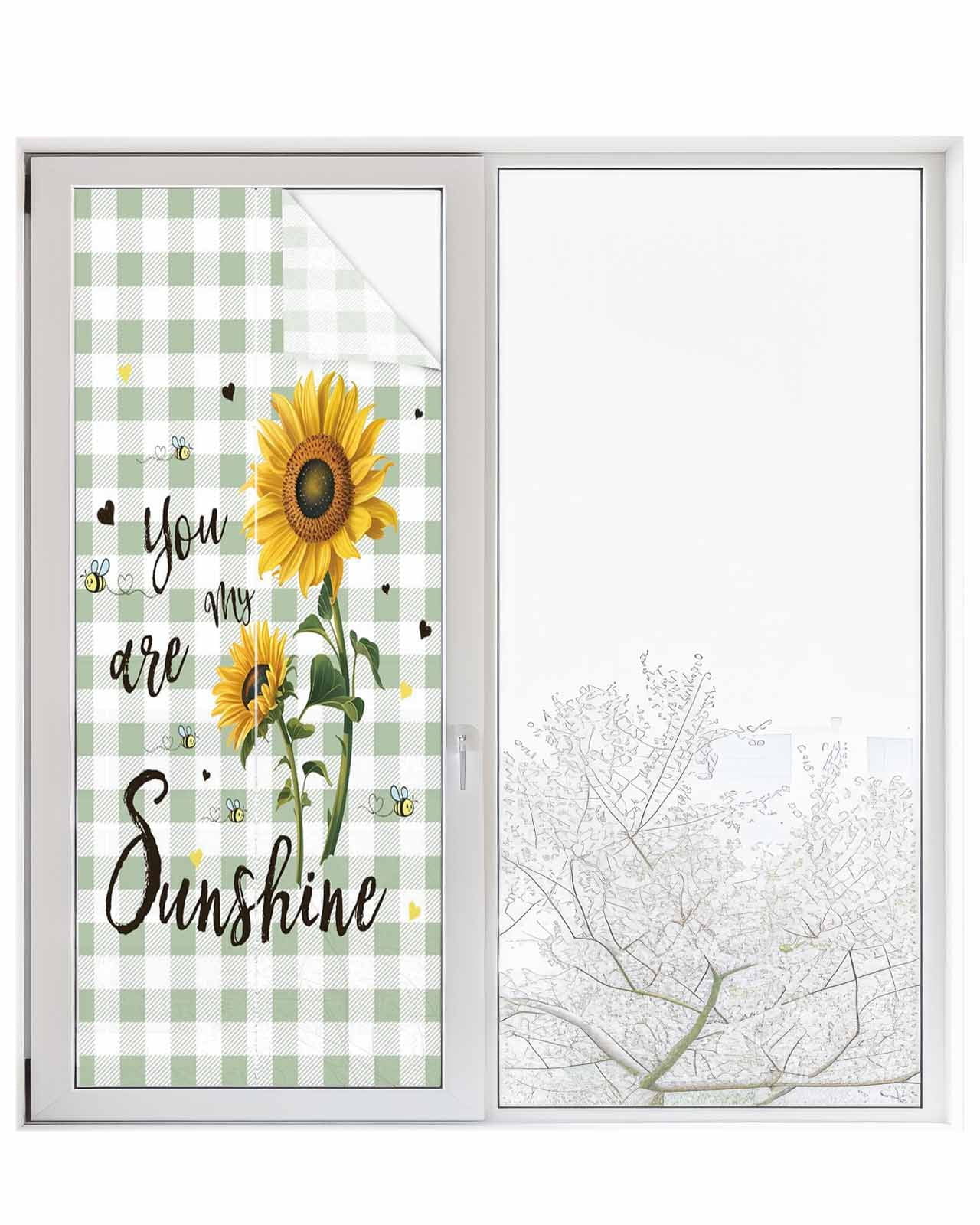 Window Privacy Film Sunflowers Farmhouse Stained Glass Window Film ...