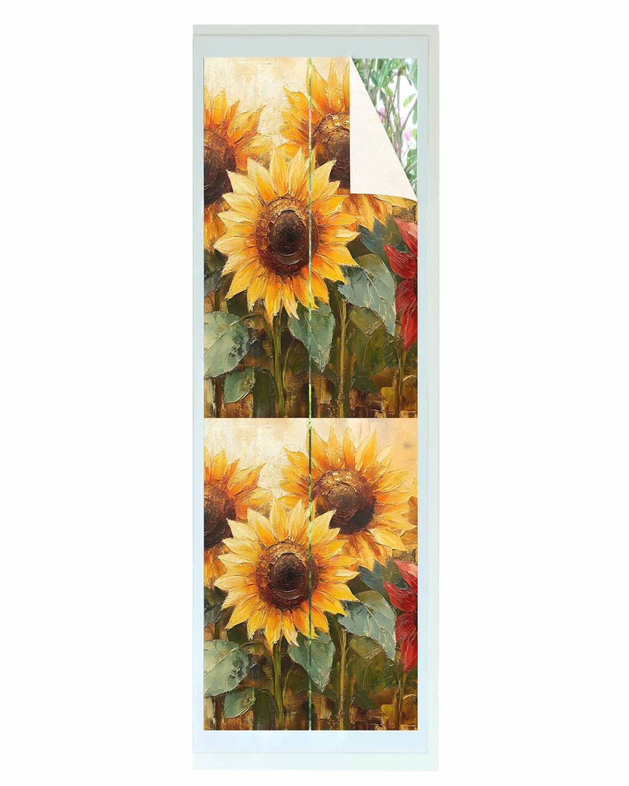 Window Privacy Film Sunflowers Stained Glass Window Film Decorative Sun ...